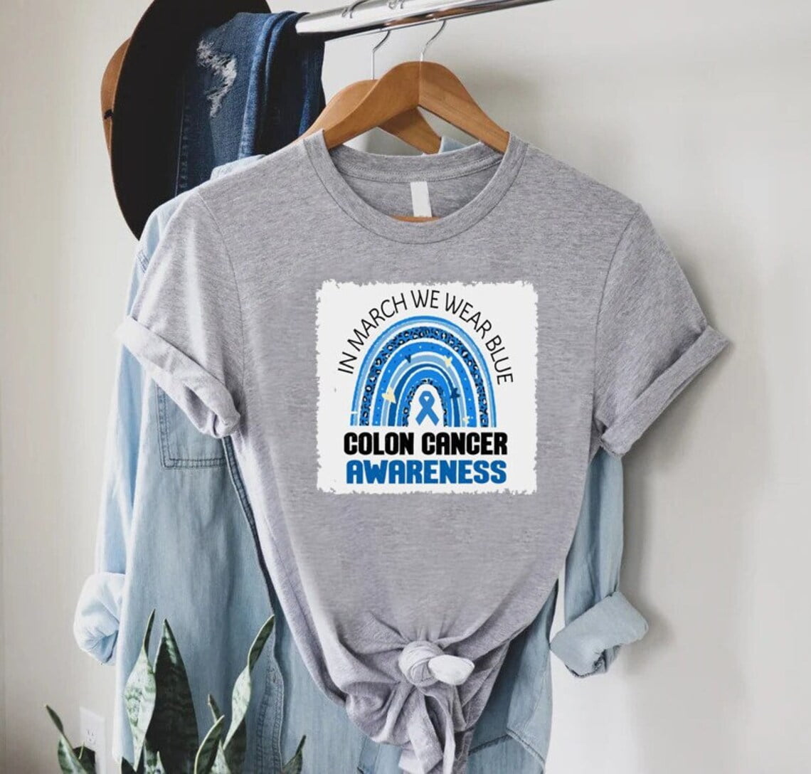 Colon Cancer Awareness T-Shirt, Colon Cancer Rainbow Shirt, Colon ...