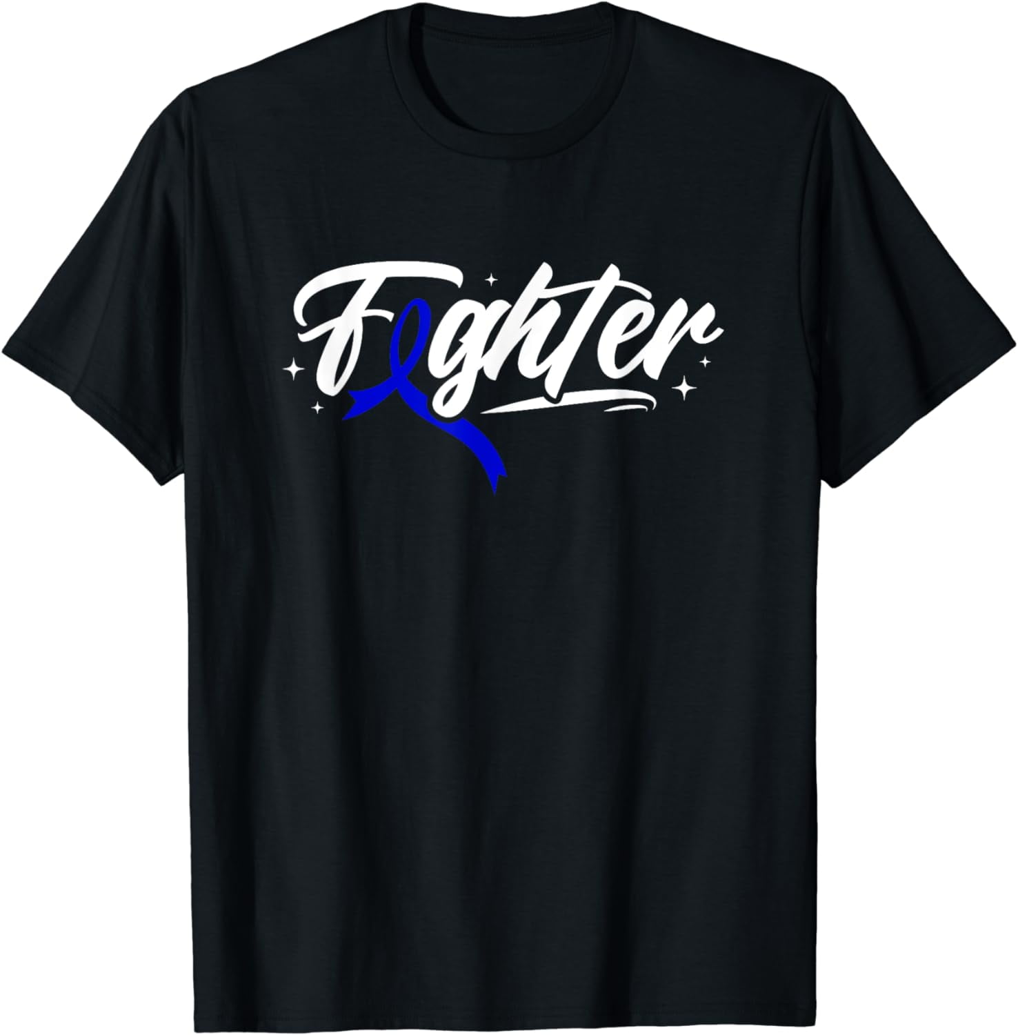 Colon Cancer Fighter Blue Ribbon Awareness Month Support Cotton T-Shirt ...