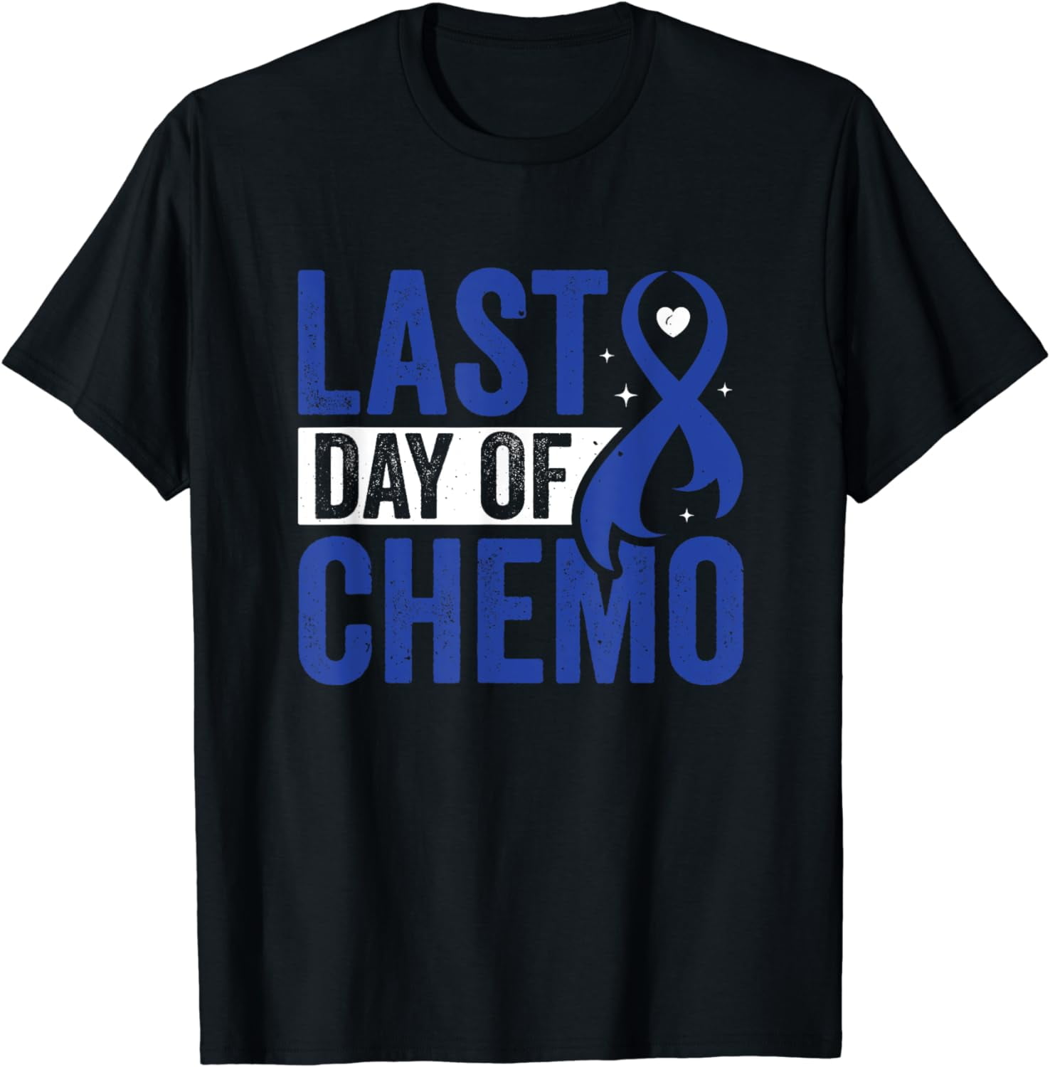 Colon Cancer Last Chemo Blue Ribbon Chemotherapy Survivors T-Shirt ...
