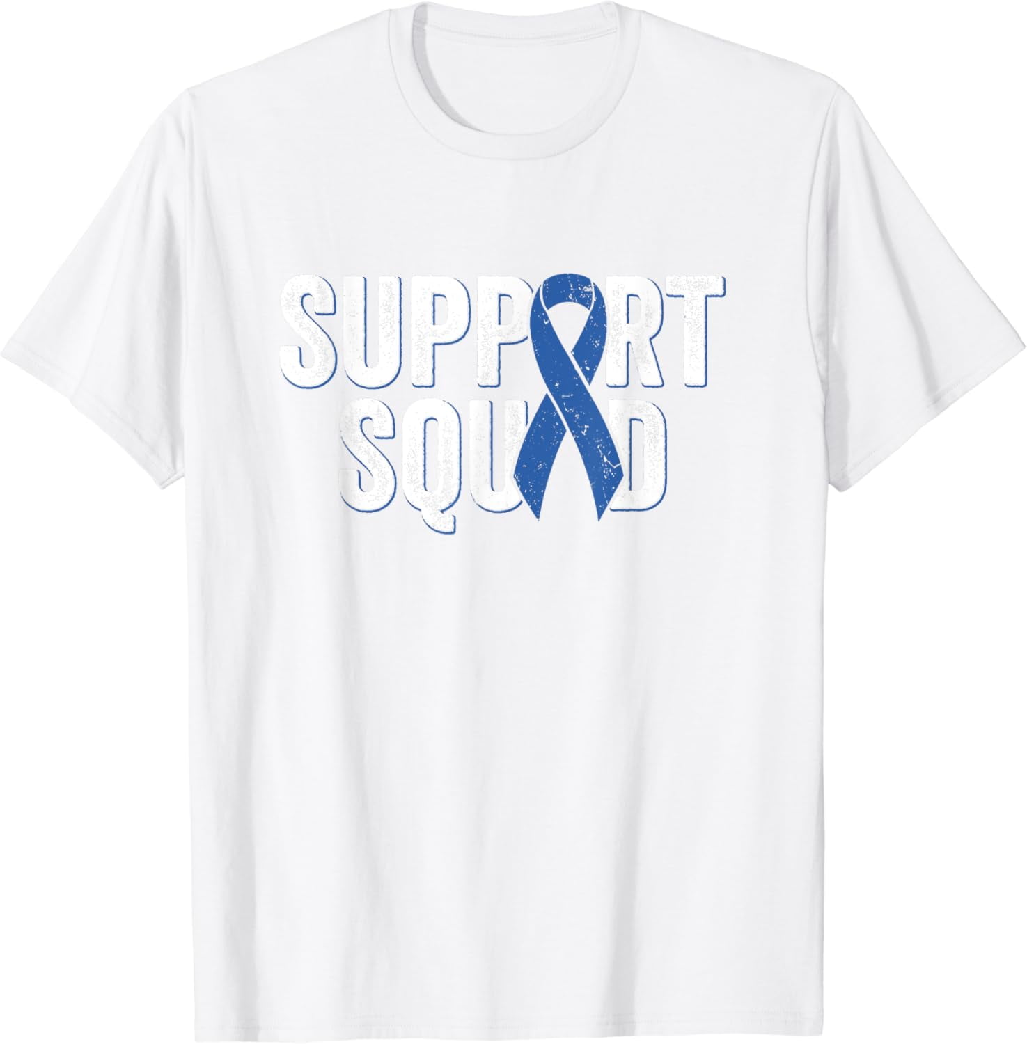Colon Cancer Support Squad, Blue Colorectal Awareness Ribbon T-Shirt100 ...