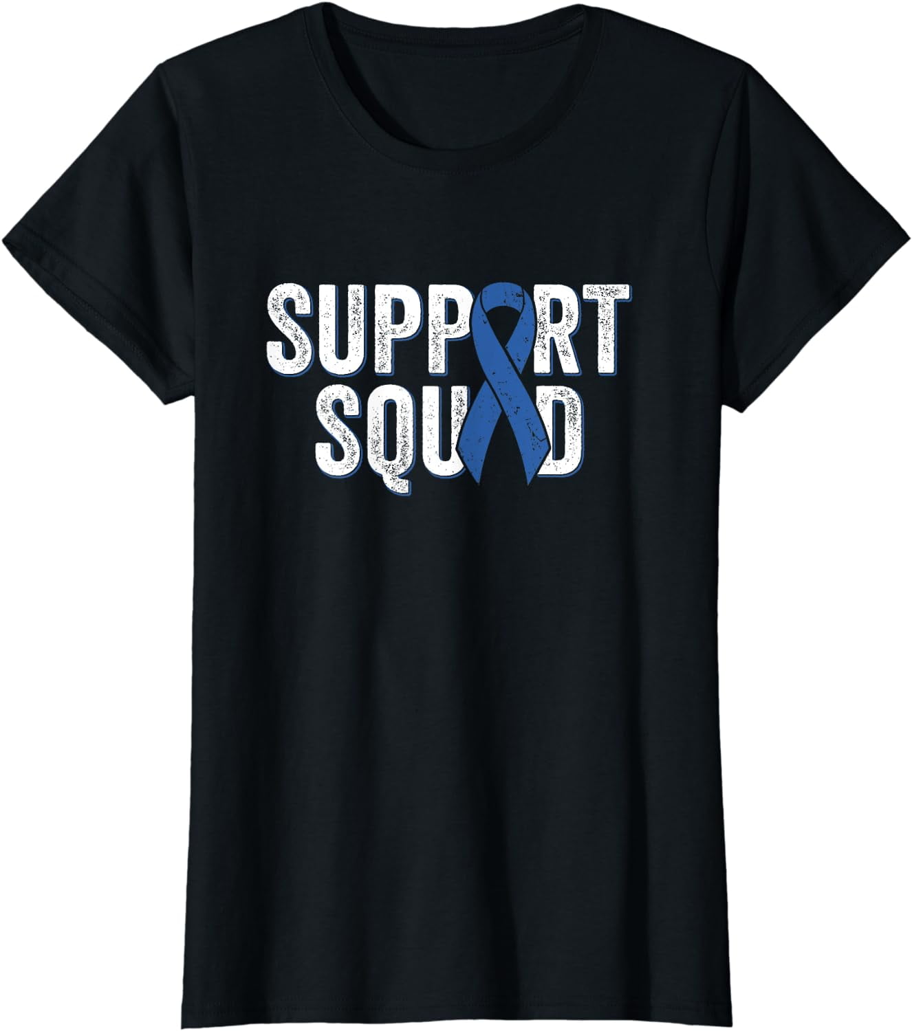 Colon Cancer Support Squad, Blue Colorectal Awareness Ribbon T-Shirt ...