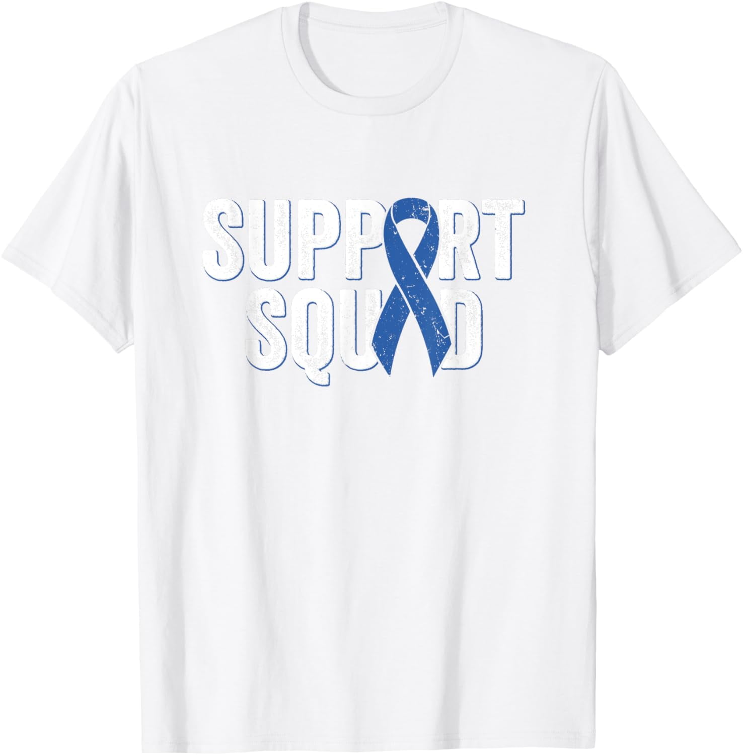 Colon Cancer Support Squad, Blue Colorectal Awareness Ribbon T-Shirt ...