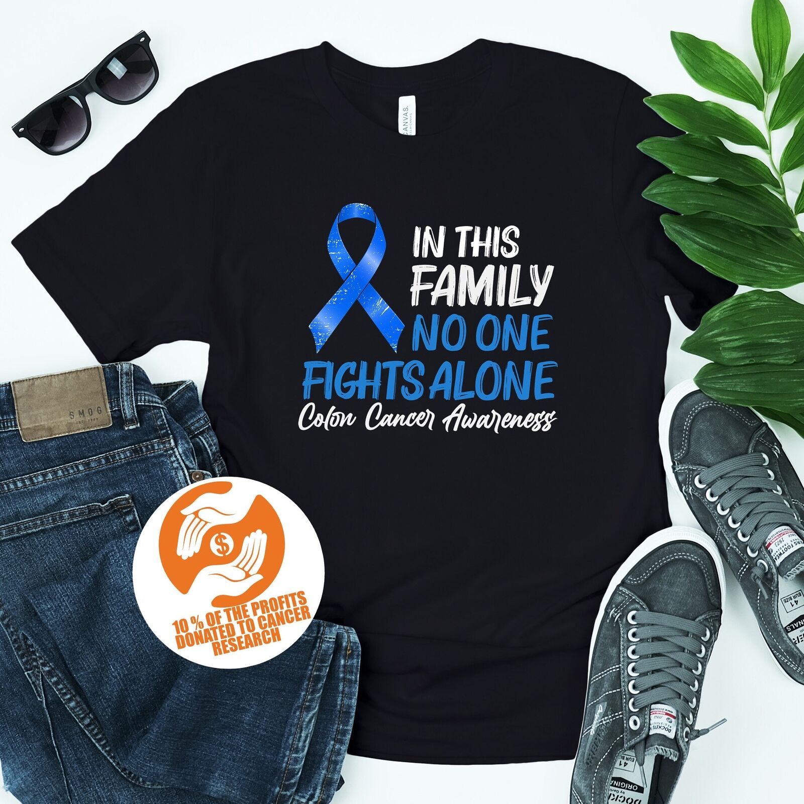 Colon Cancer Support T-shirt - Blue Ribbon March Awareness Month, Gift ...