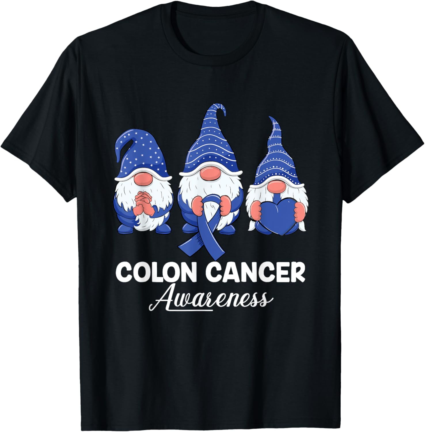 Colon Cancer Support gnomes with ribbon Colorectal Awareness T-Shirt ...