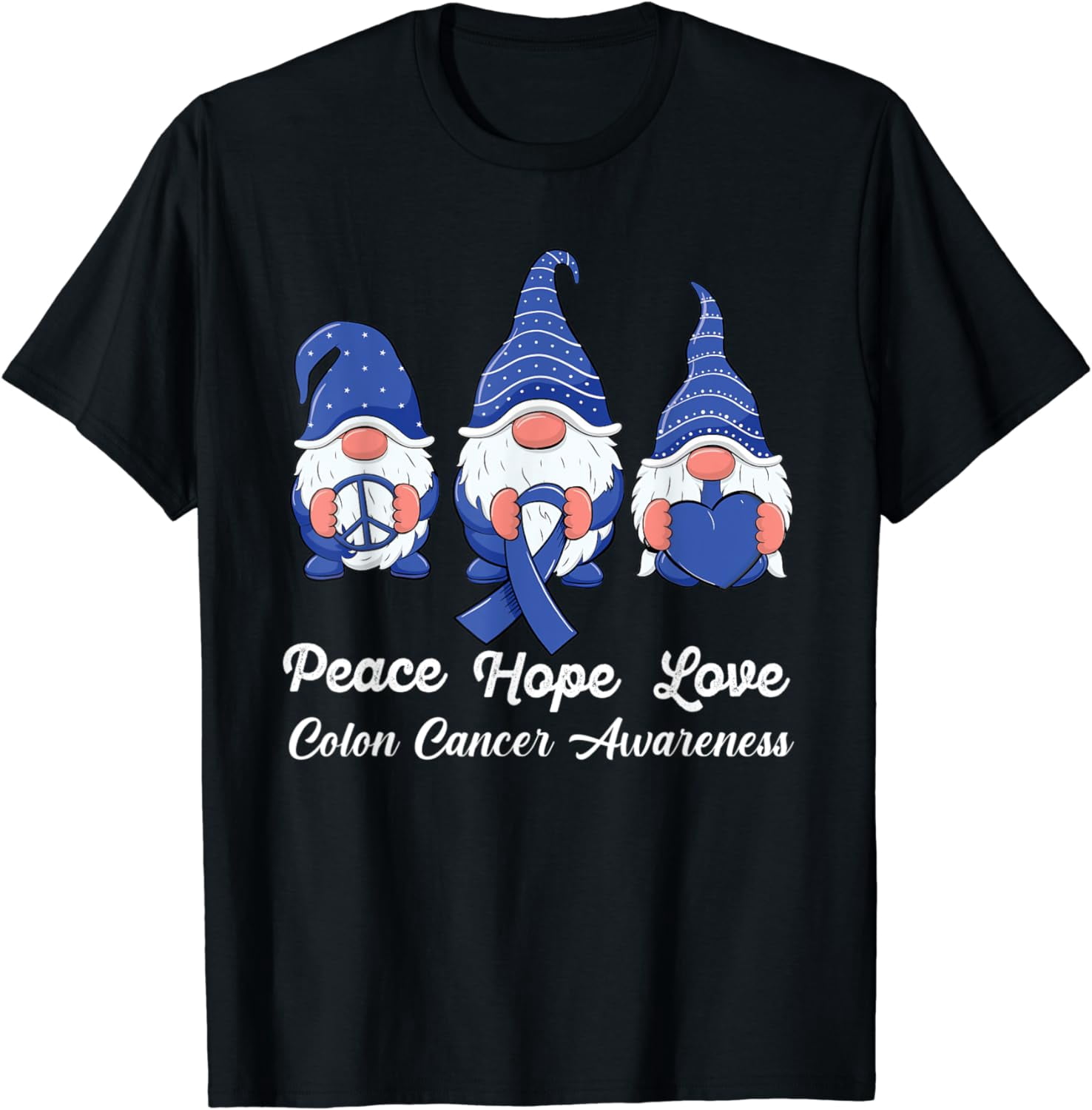 Colon Cancer Support gnomes with ribbon Colorectal Awareness T-Shirt ...