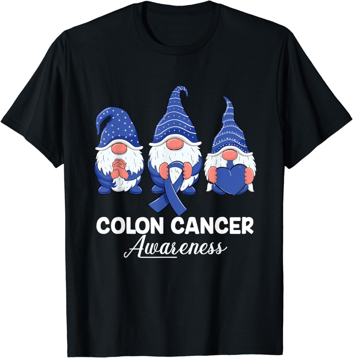 Colon Cancer Support gnomes with ribbon Colorectal Awareness T-Shirt ...