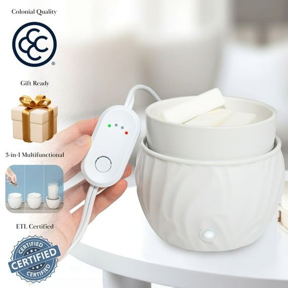 Colonial Candle 21-Watt 3-in-1 Ceramic Electric Wax Melt Warmer with ...