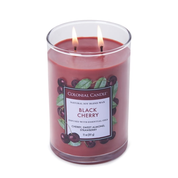 Colonial Candle Classic Black Cherry Scented Jar Candle, 2 Wick, 11 oz ...