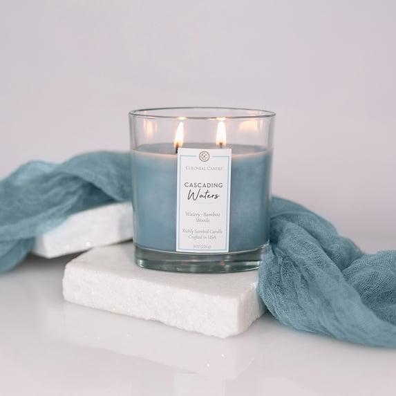 Colonial Candle Cascading Waters Signature Oval Jar Candle, 2 Wick, 8 ...