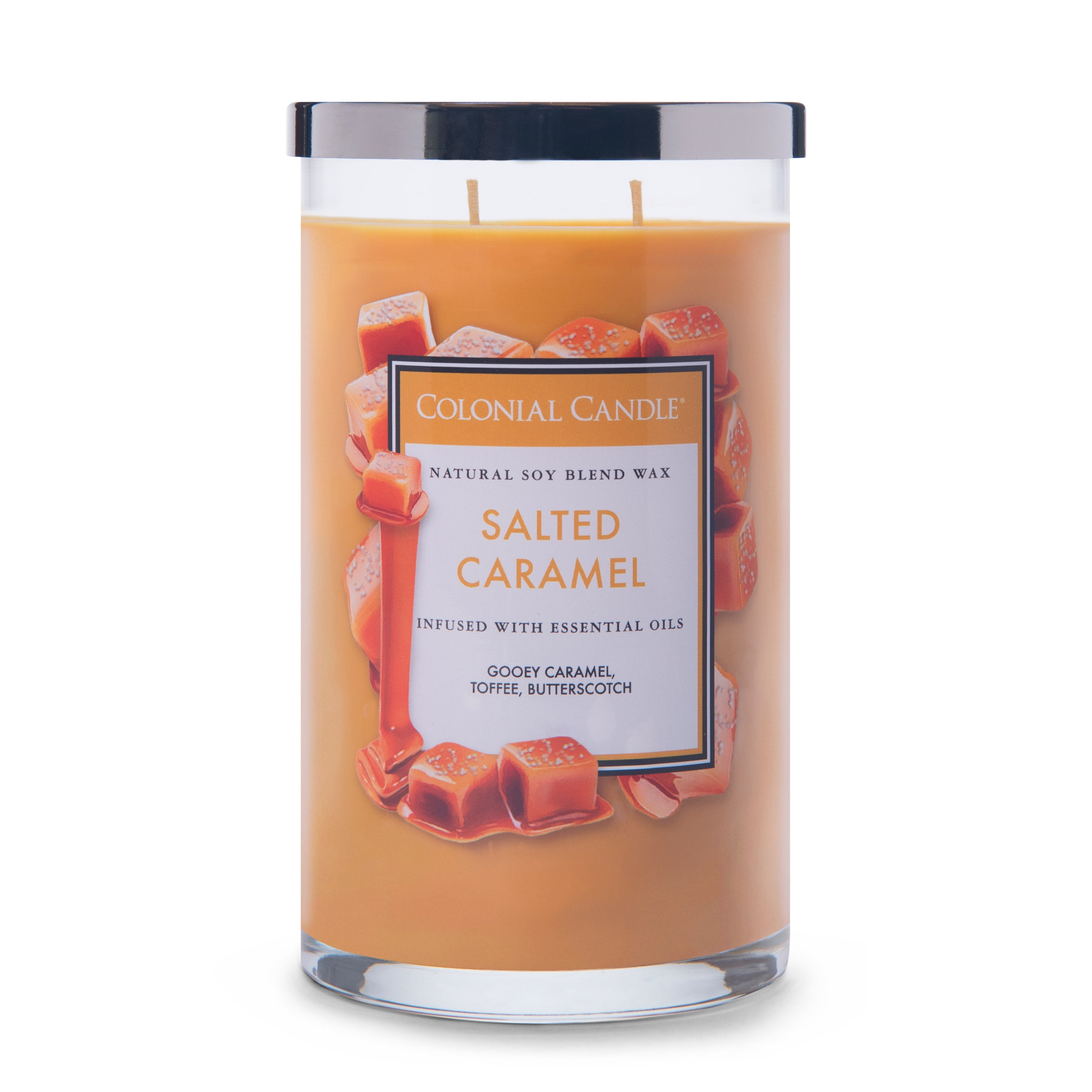 Colonial Candle Classic Salted Caramel Scented Jar Candle, 2 Wick, 19 ...