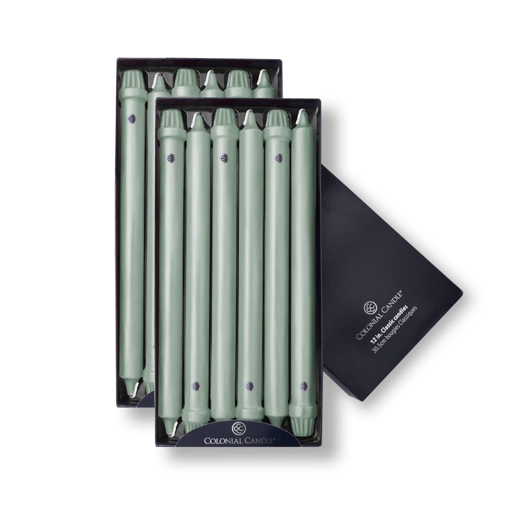 Colonial Candle Classics Unscented Taper Candle Colonial Green, 12 inch ...