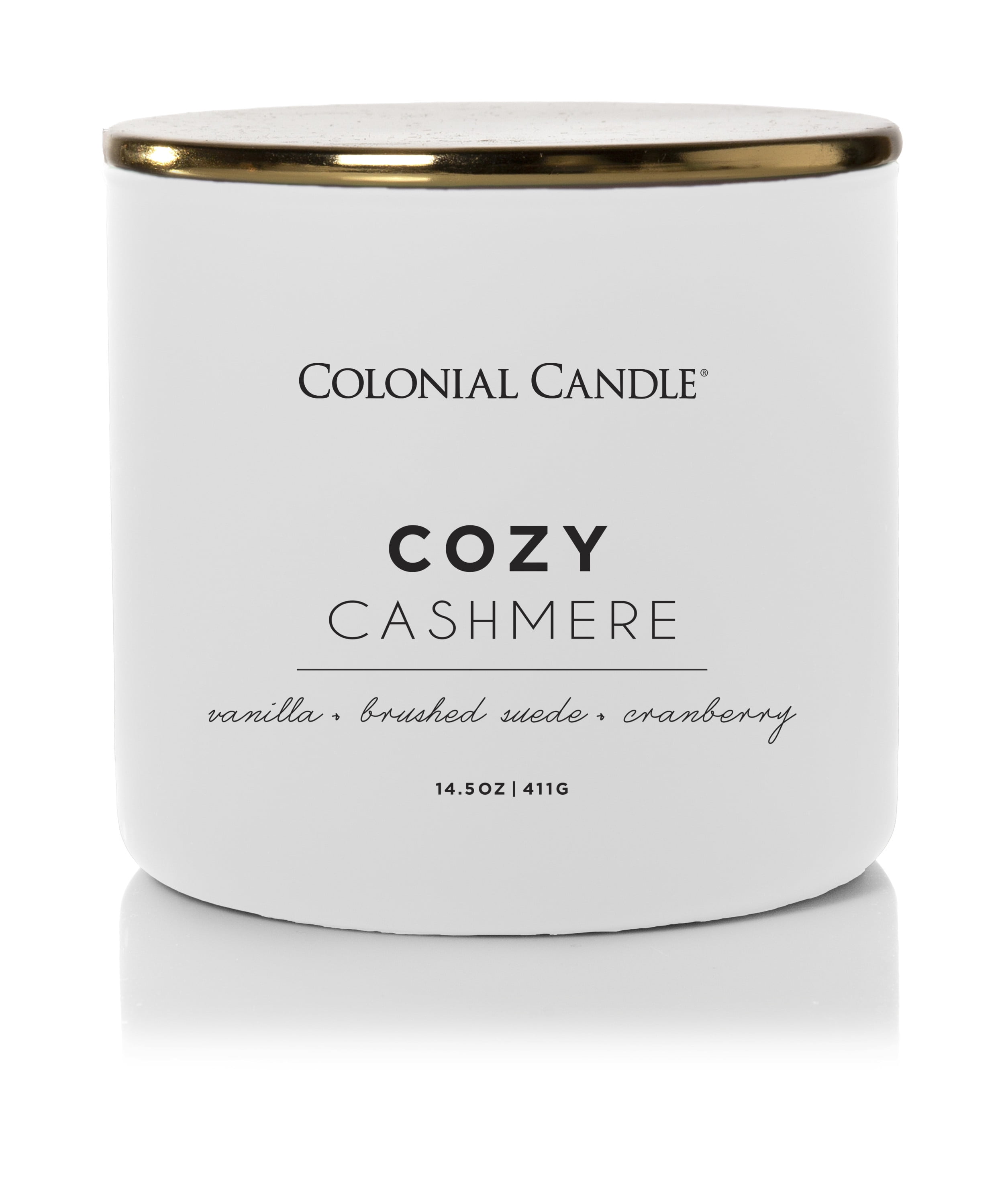 Colonial Candle Cozy Cashmere 14.5 oz 3 Wick Candle with Cedar Mahogany ...
