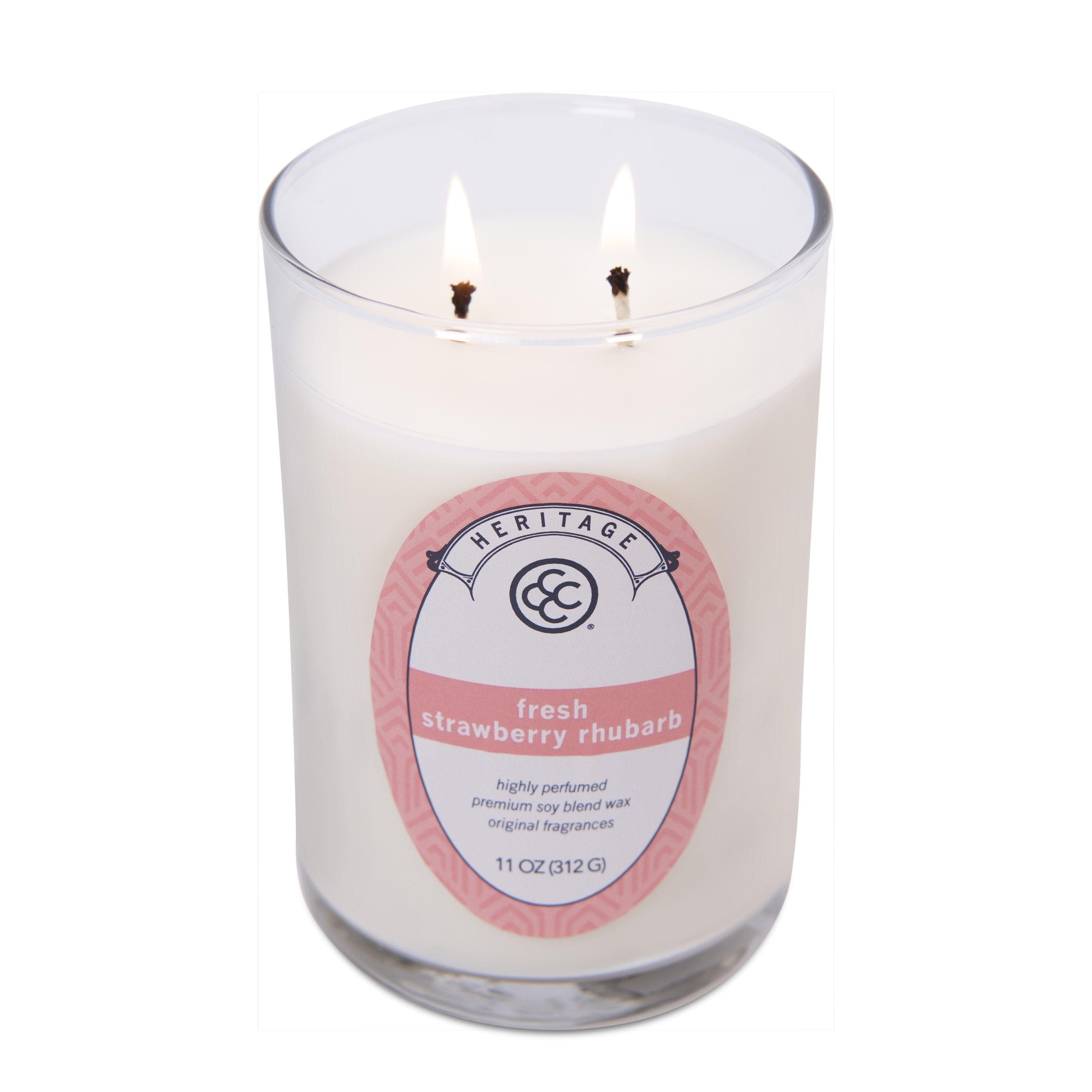 Colonial Candle Classic Fresh Strawberry Rhubarb Jar Candle, 2 Wick, 11 ...