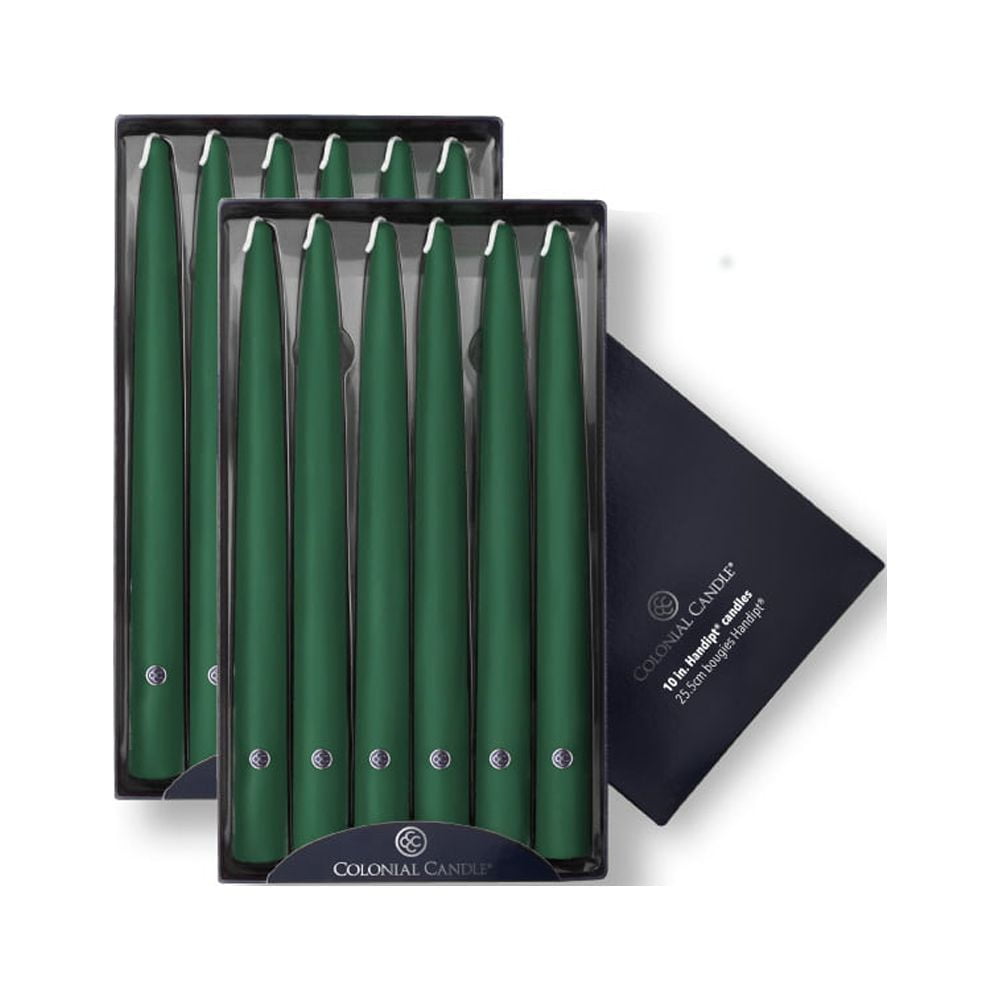Colonial Candle Handipt Unscented Taper Candle Evergreen, 10 inch, 8 ...