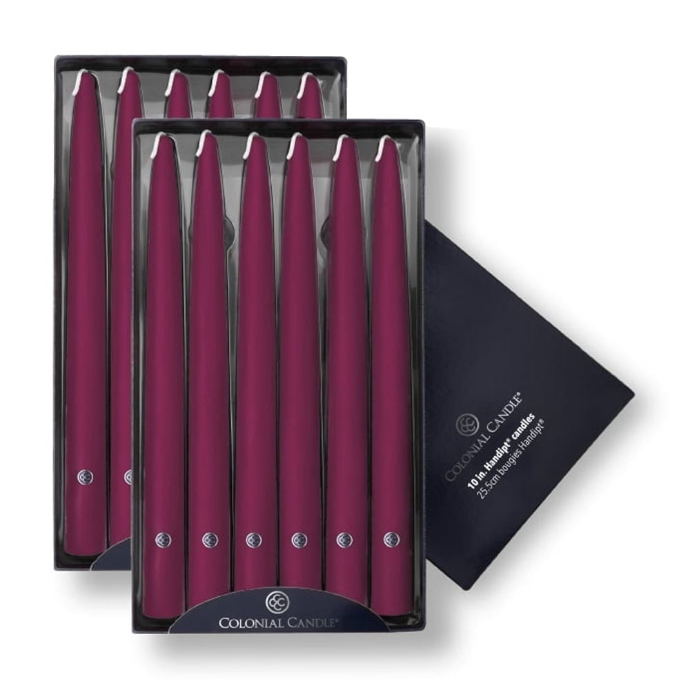 Colonial Candle Handipt Unscented Taper Candle Mulberry, Dripless, 10 ...