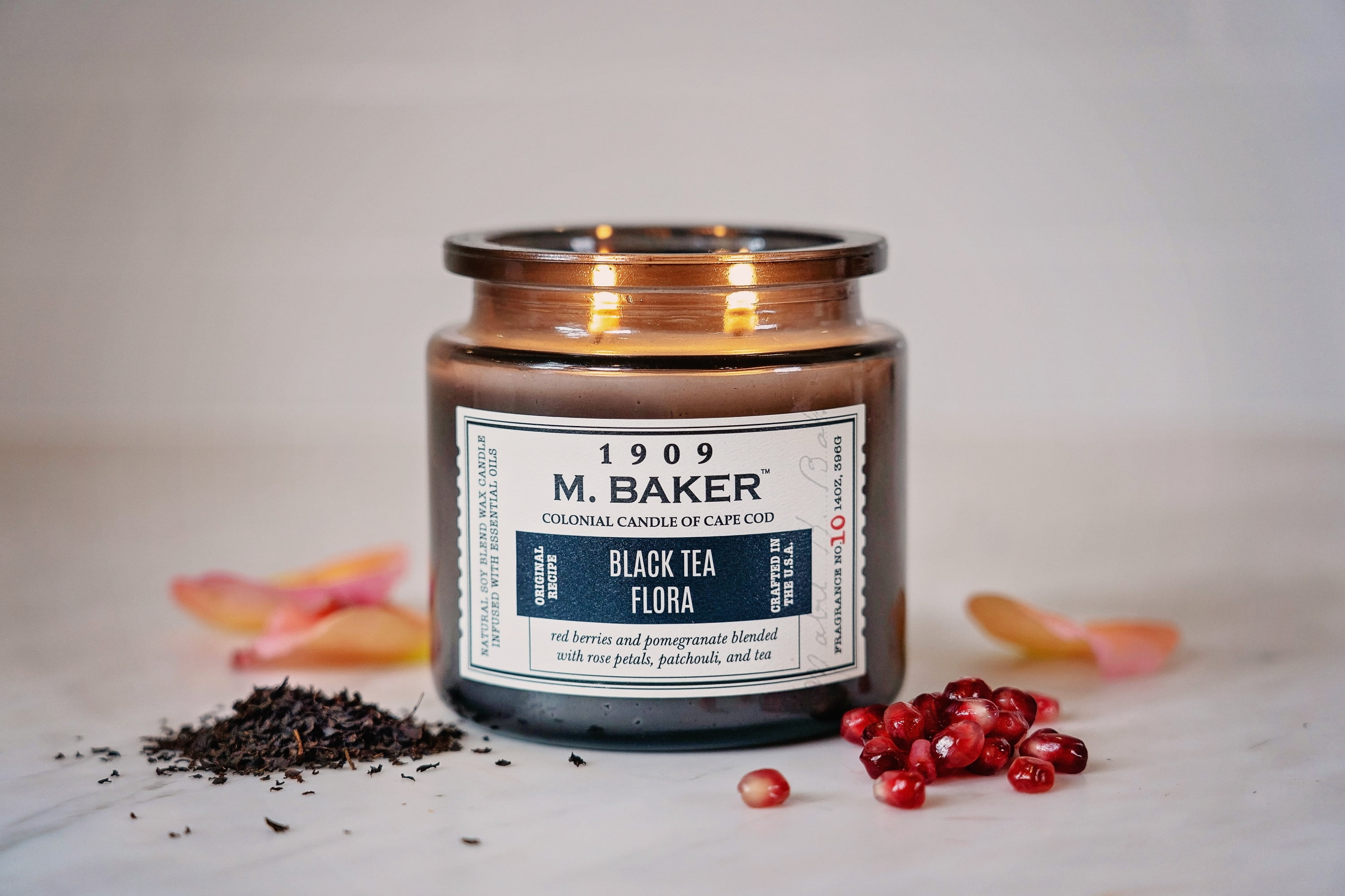 Colonial Candle M Baker Black Tea Flora Scented Jar Candle, 2 Wick, 14 ...