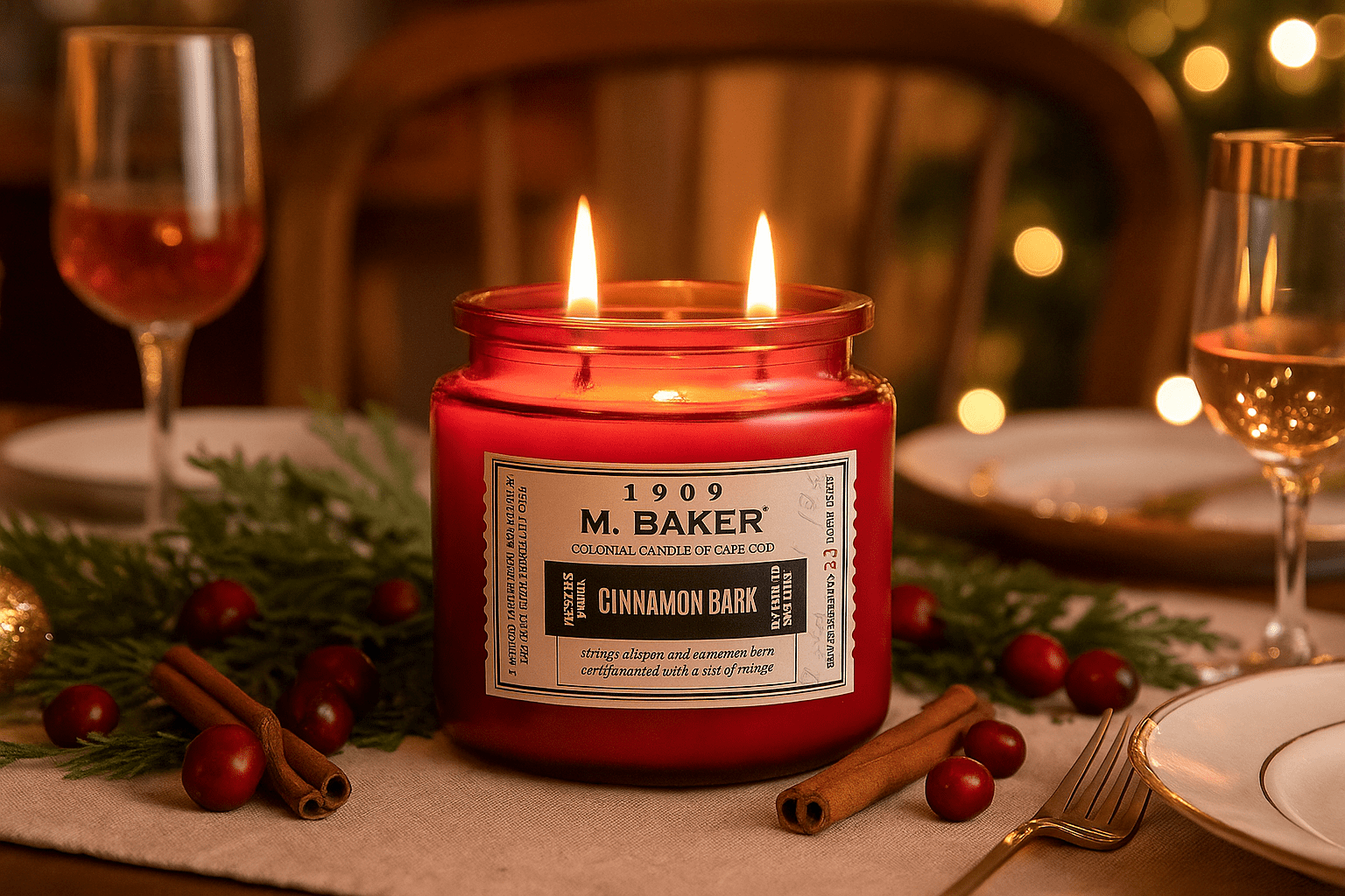 Colonial Candle M Baker Cinnamon Bark Scented Jar Candle, 2 Wick, 14 oz ...