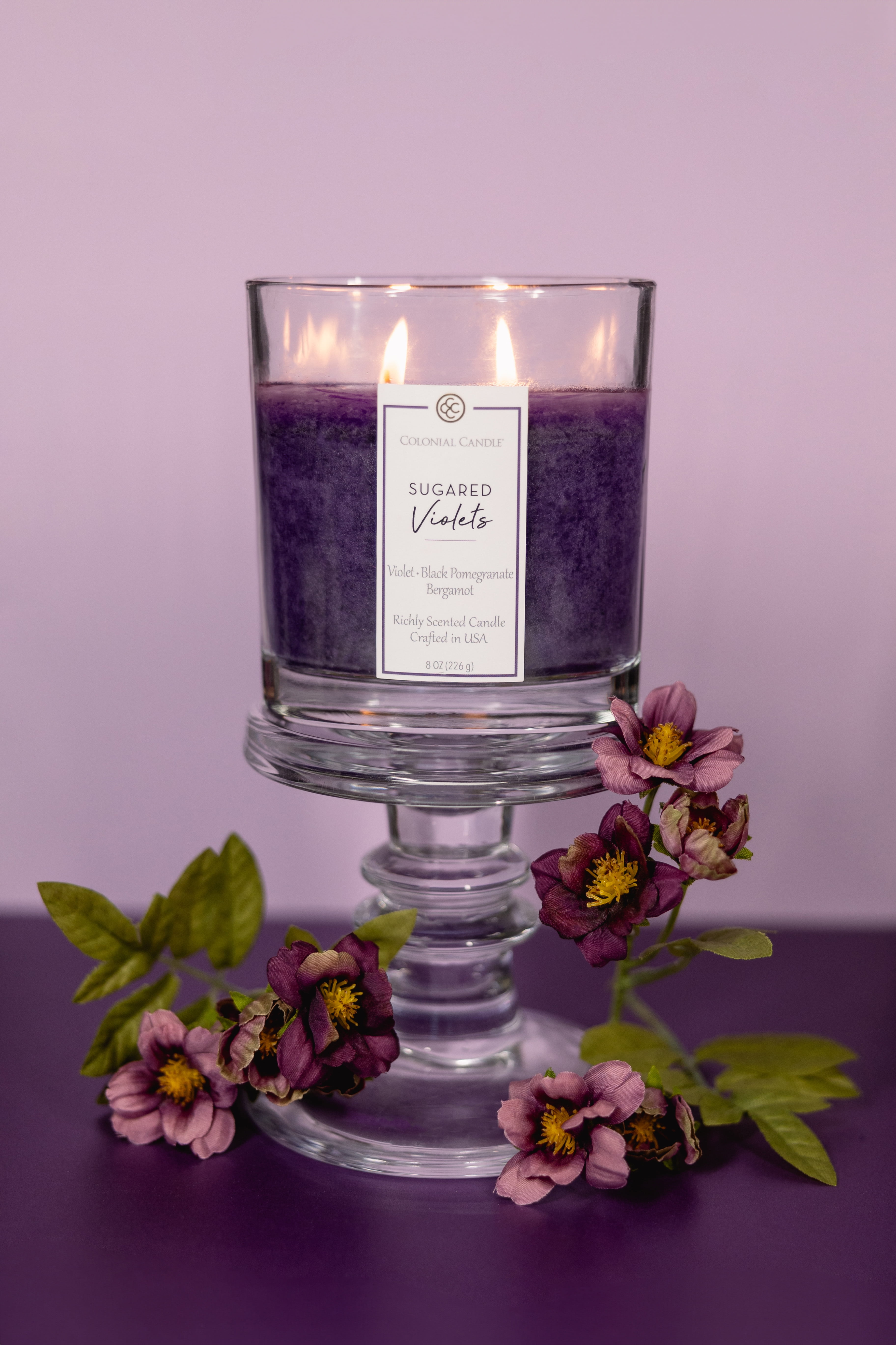 Colonial Candle Sugared Violets Signature Oval Jar Candle, 2 Wick, 8 oz ...