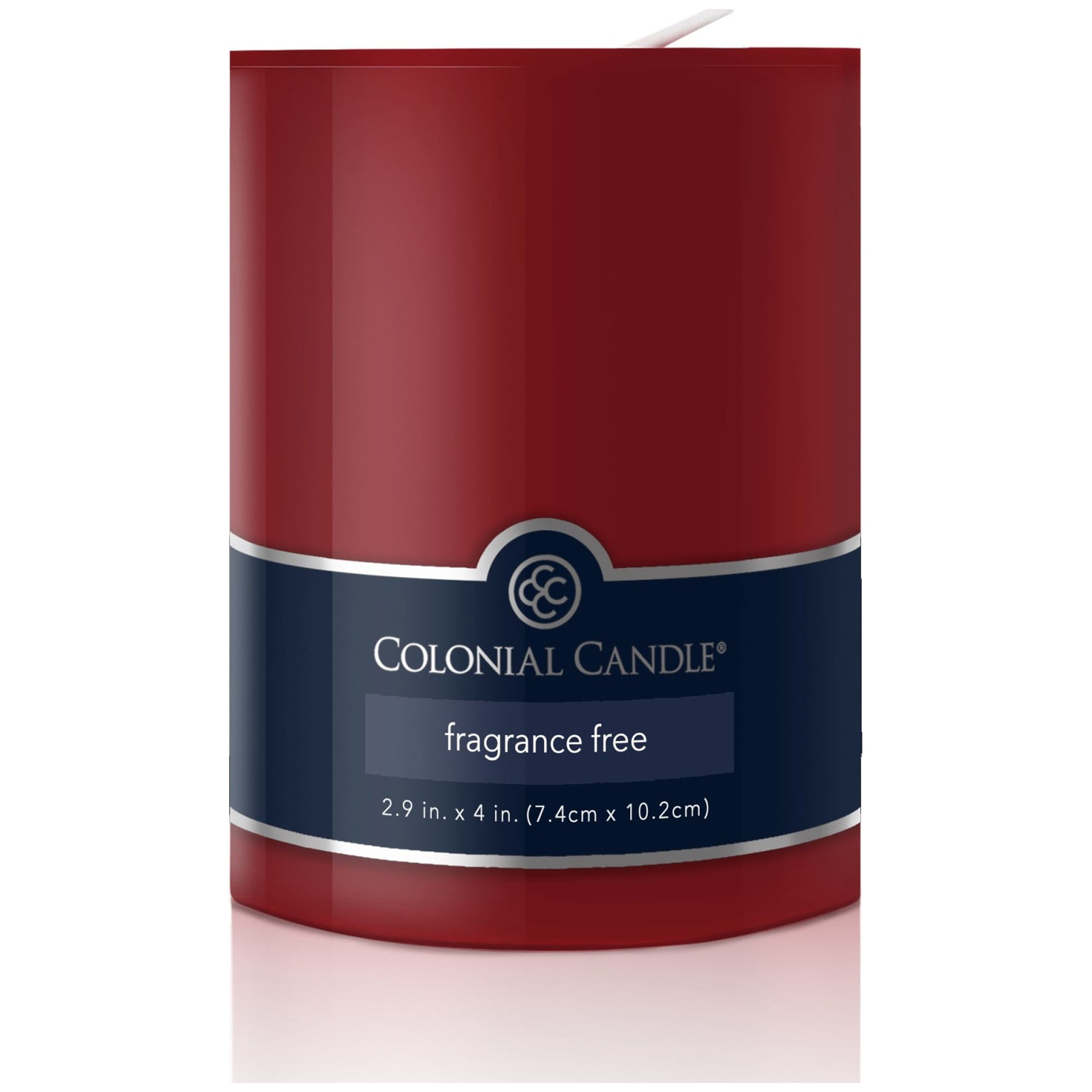 Colonial Candle Unscented 3 x 4 In Pillar Candle, Red - Walmart.com