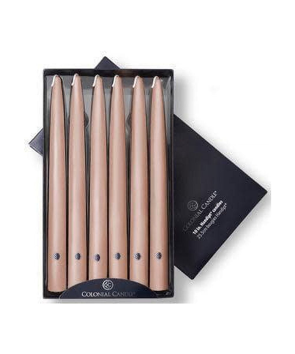 Colonial Candle Unscented Taper Candles, Almond Brown, 10 inch - Pack ...