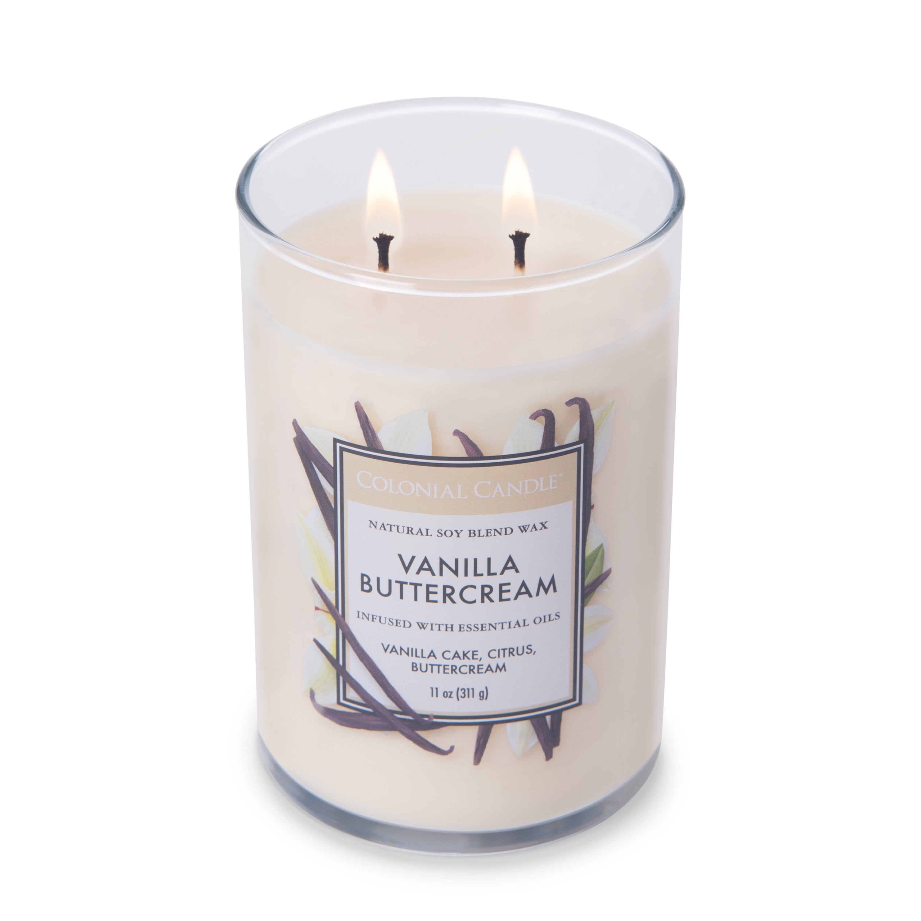 Colonial Candle Classic Vanilla Buttercream Scented Candle, 2 Wick, 11 ...