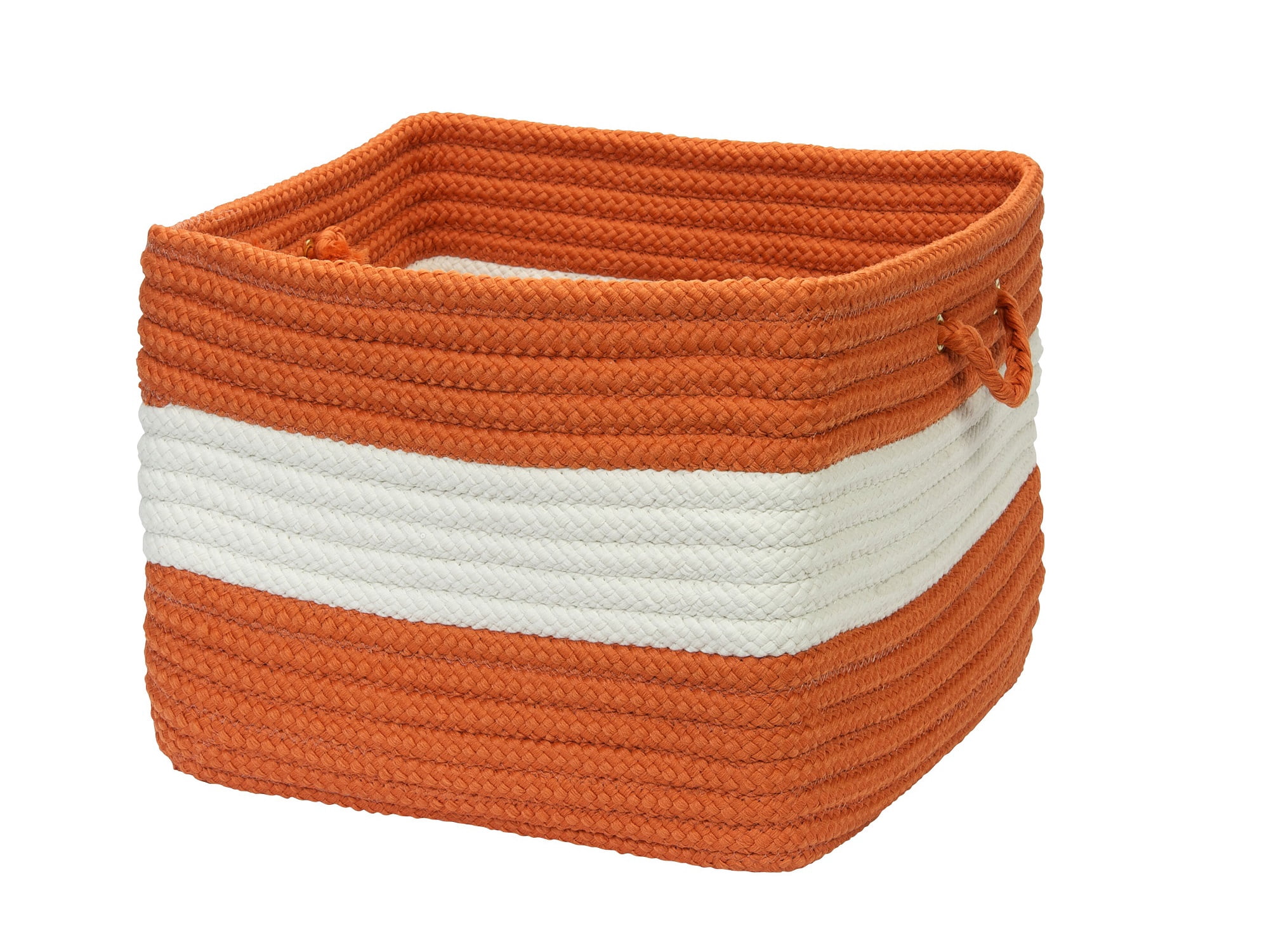 Colonial Mills 14" Rust Orange Coastal Square Braided Storage Basket ...