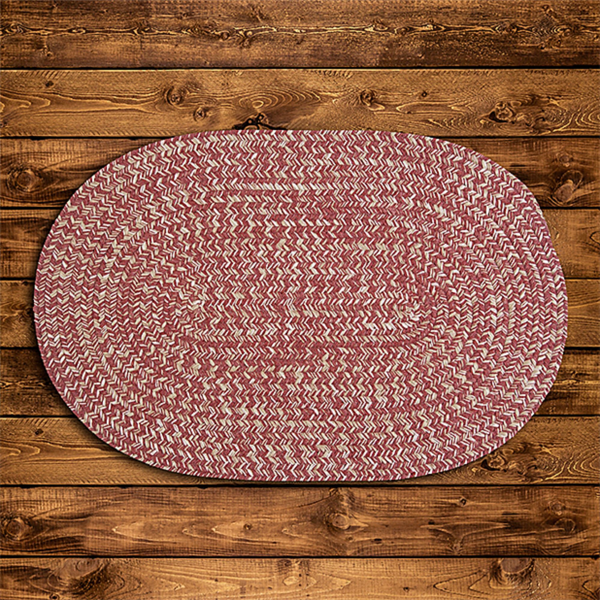 Colonial Mills 14" x 17" Rosewood Pink and White Braided Oval Rug ...