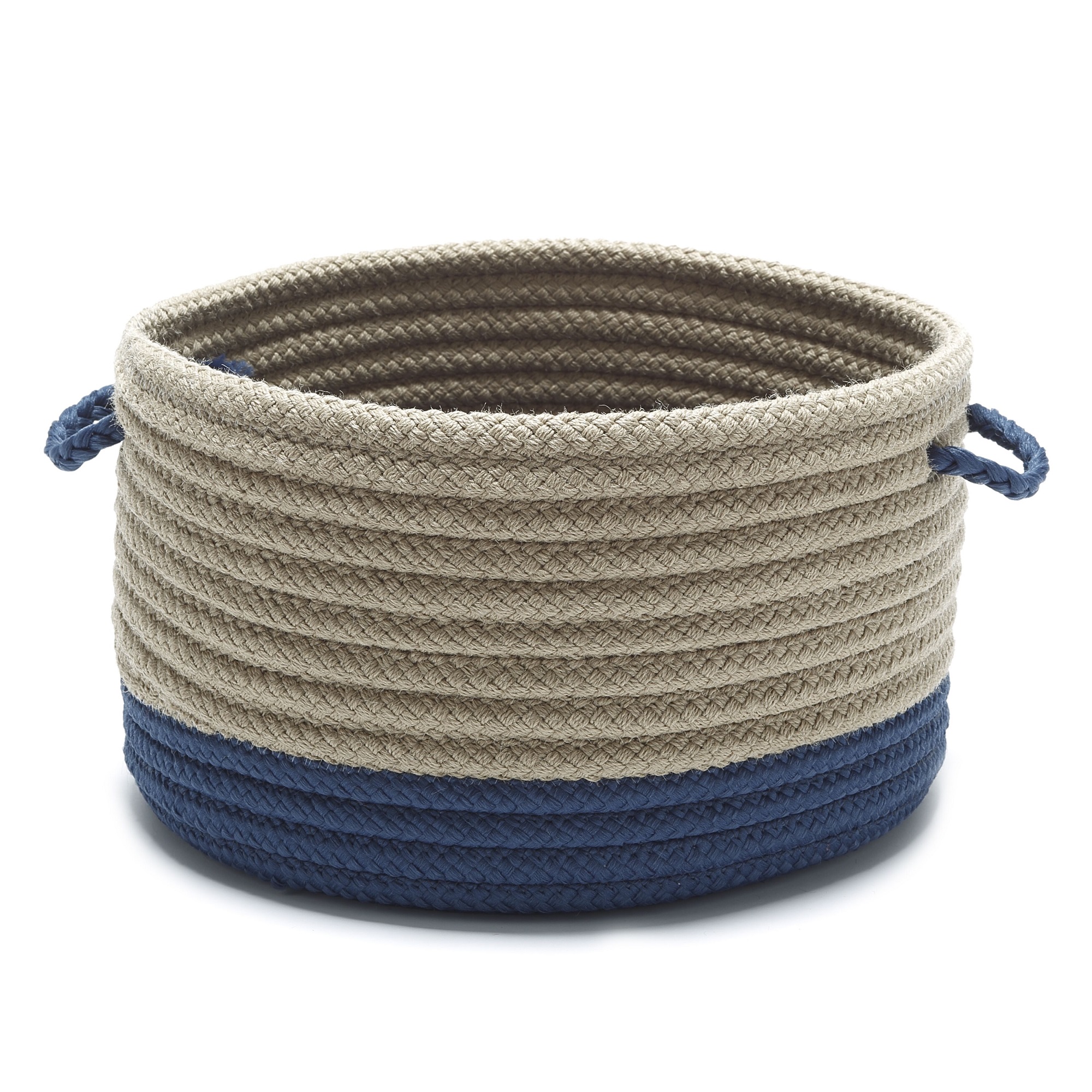 Colonial Mills 15" Jasmine Blue Rustic Round Braided Storage Basket ...