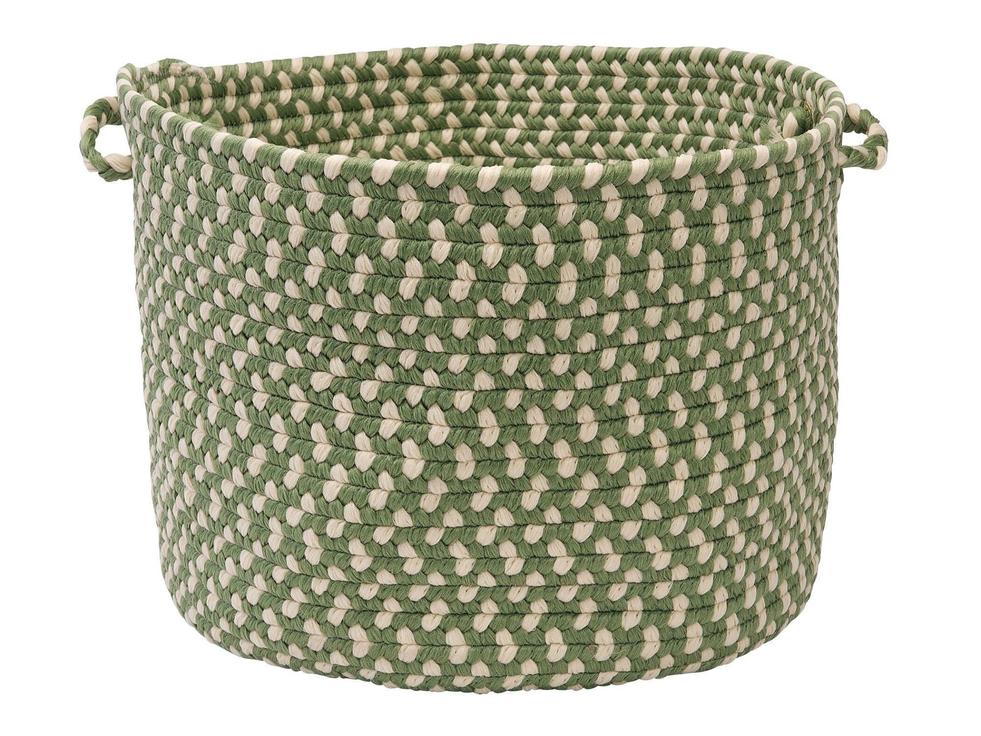 Colonial Mills 18" Dill Green and Natural Beige Round Handmade Braided ...