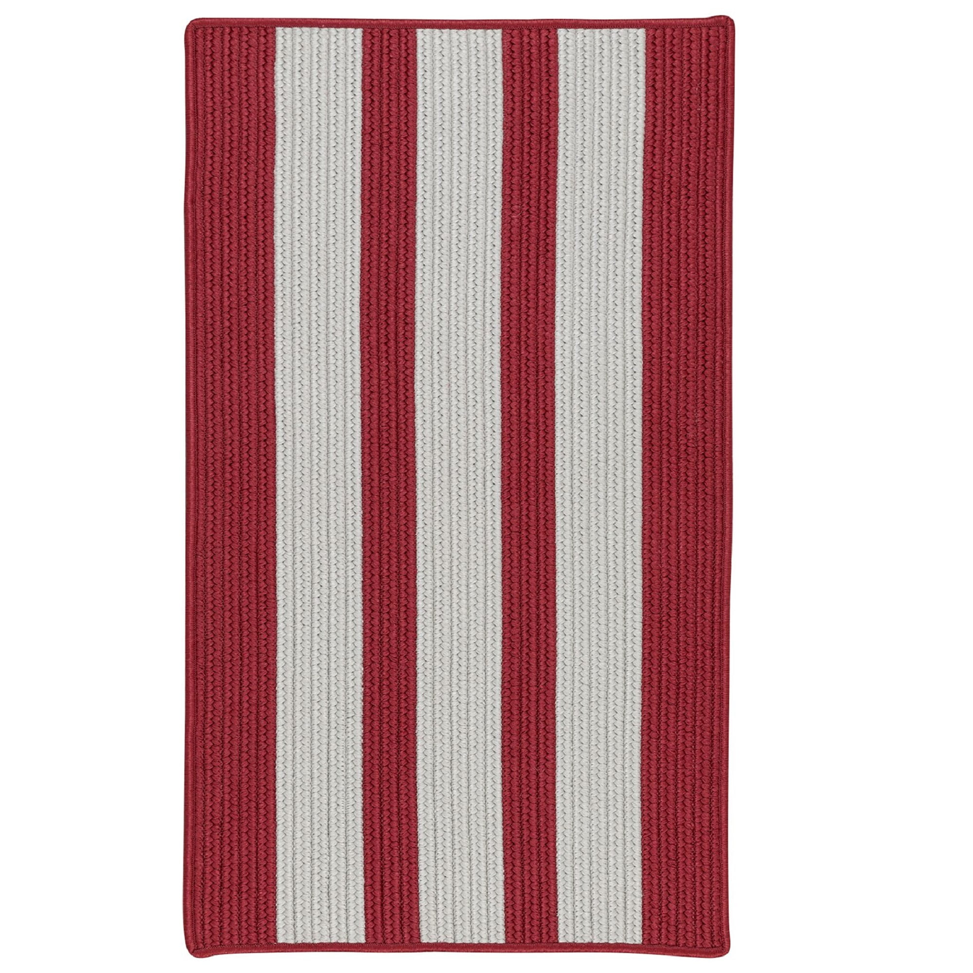 Colonial Mills 2' x 3' Red and White Rectangular Striped Braided Area ...