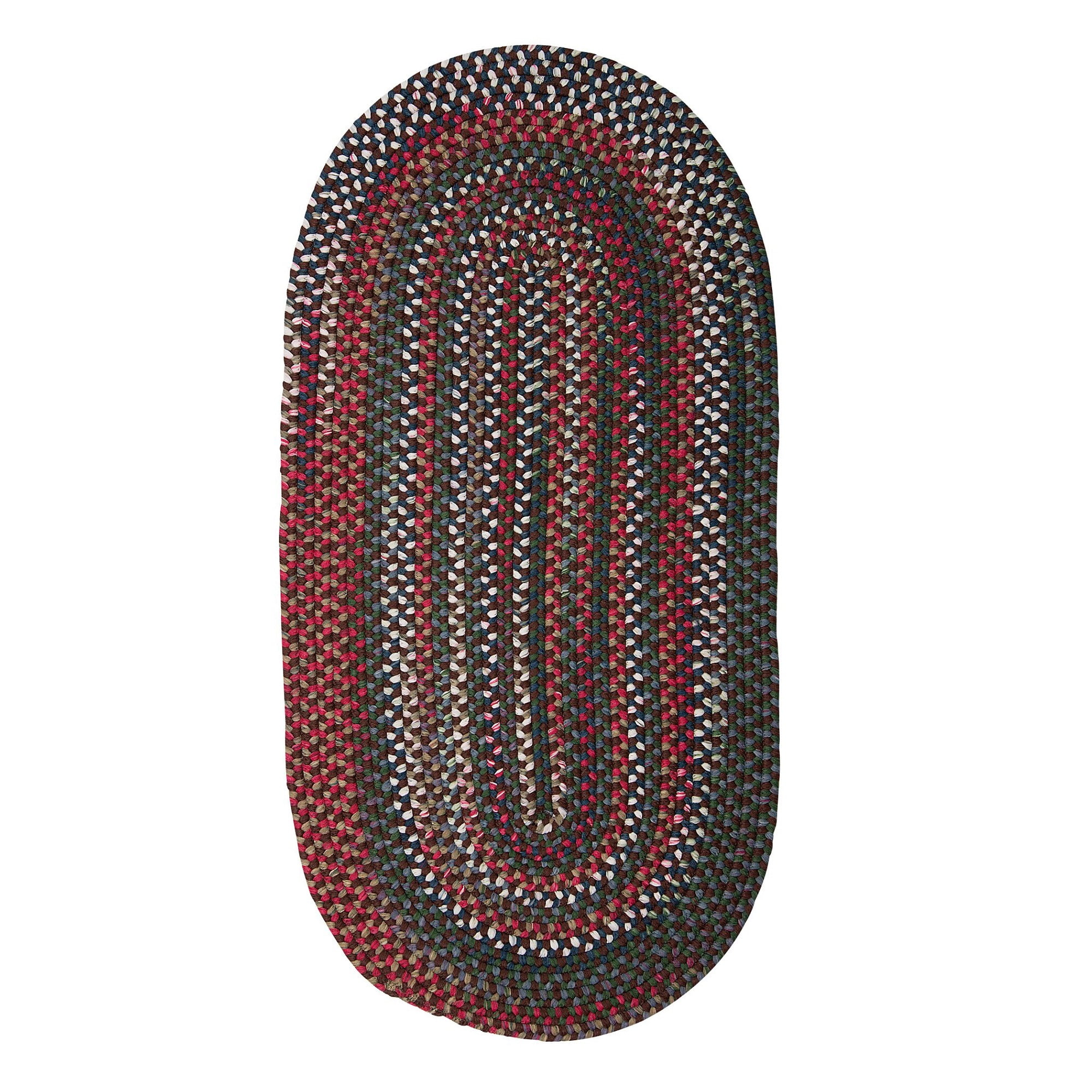 Colonial Mills 2' x 9' Brown and Blue Oval Hand Braided Rug Runner ...