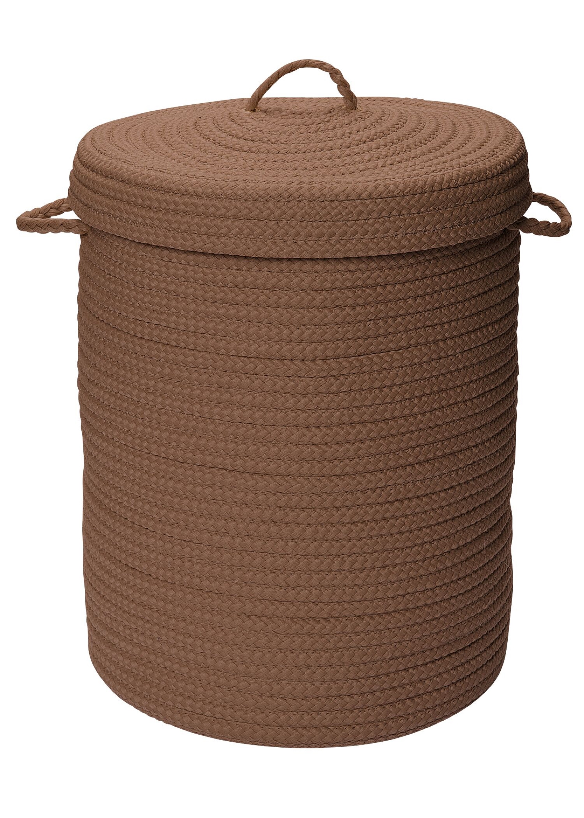 Colonial Mills 24" Cashew Brown Handmade Braided Hamper With Lid ...