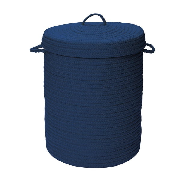 Colonial Mills 24" Jasmine Blue Handmade Braided Hamper With Lid ...