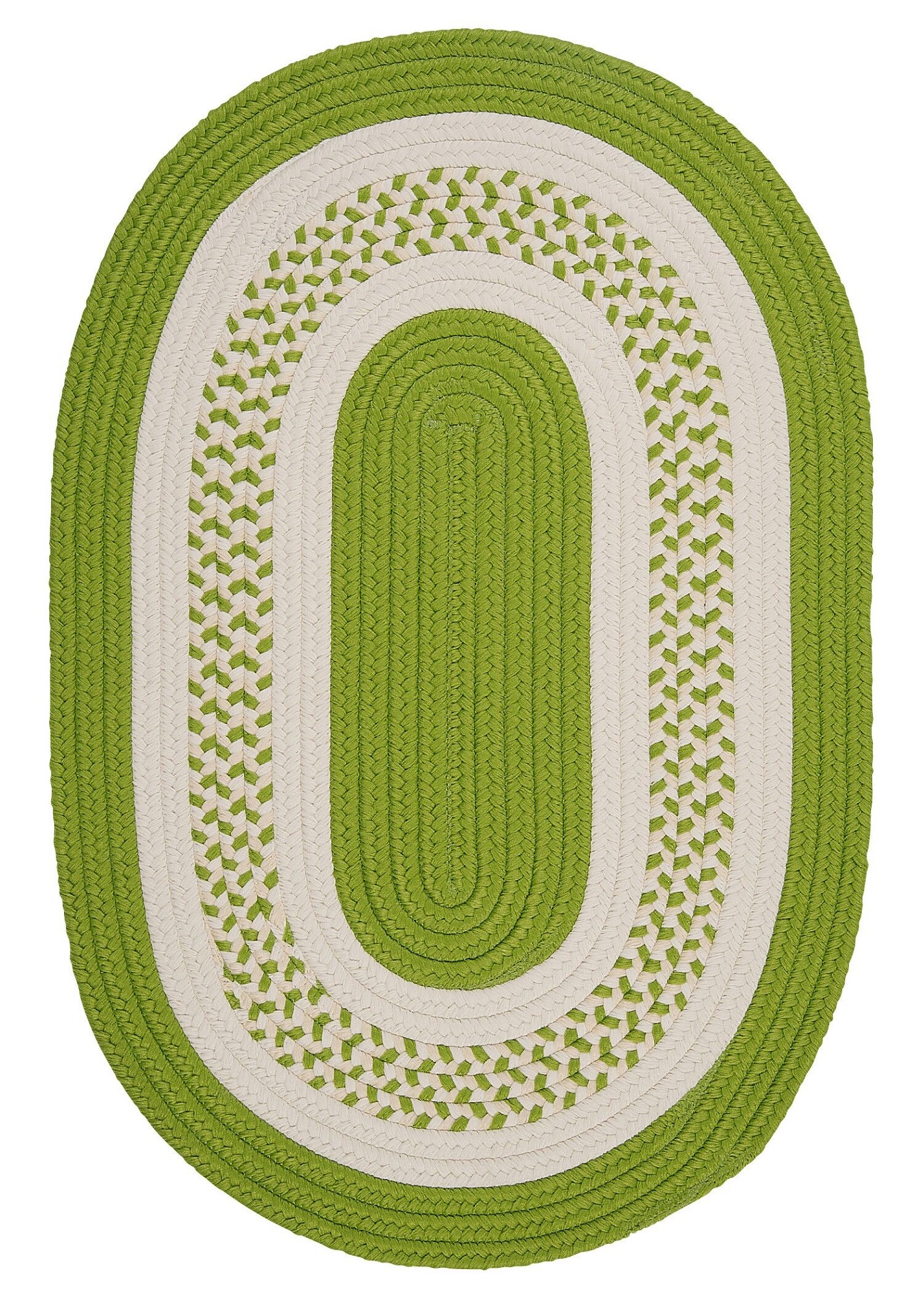 Colonial Mills 6' x 9' Lime Green and White Reversible Oval Handcrafted ...