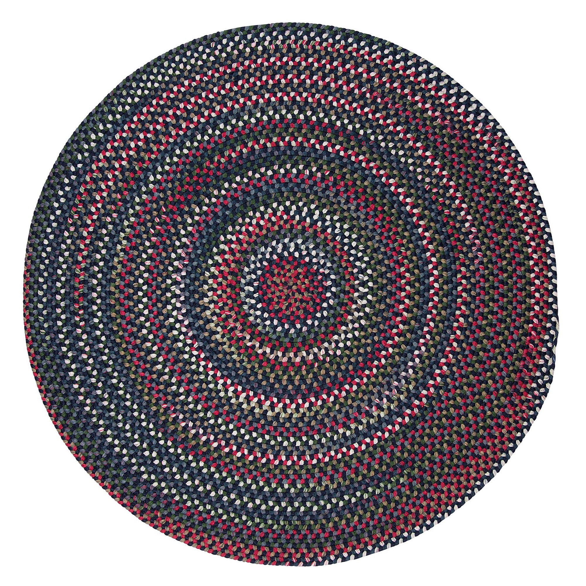 Colonial Mills 7' Blue and Red Round Hand Braided Area Throw Rug ...
