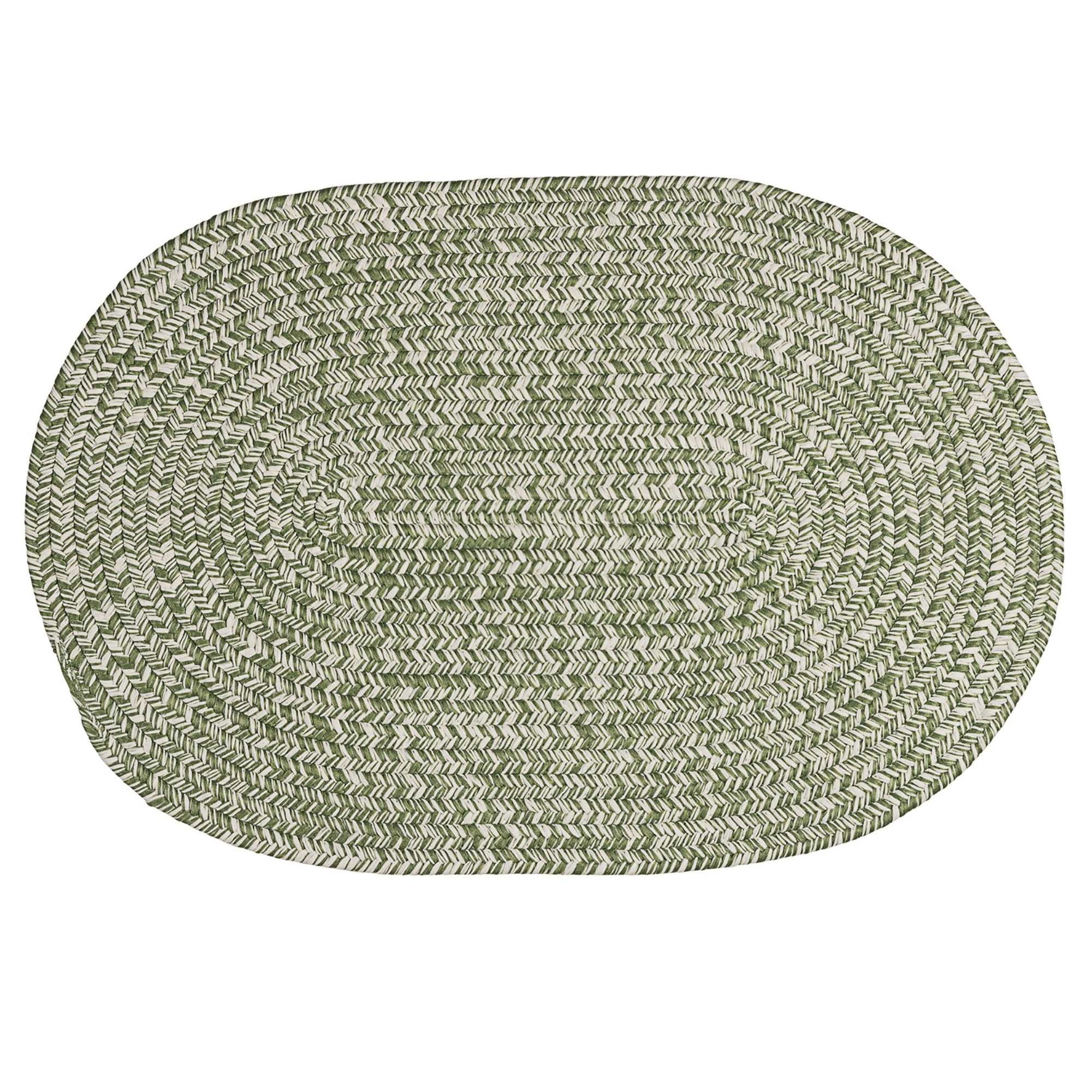 Colonial Mills Green and Off White Tweed Handcrafted Reversible Oval ...