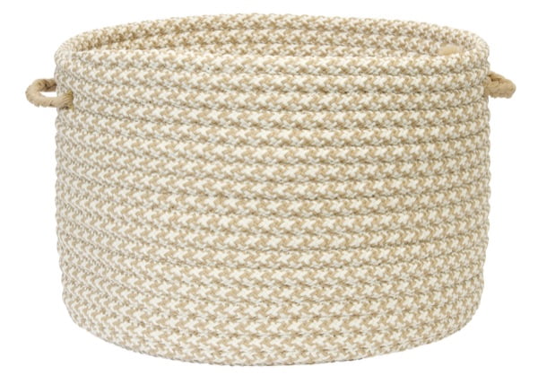 OT89A014X010 Outdoor Houndstooth Tweed - Cuban Sand 14"x14"x10" Basket ...