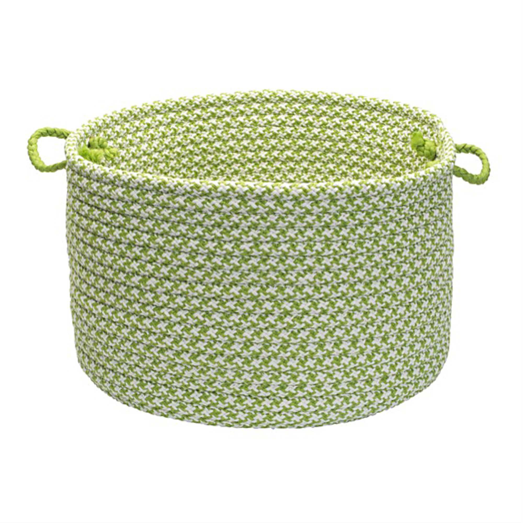 OT69A014X010 Outdoor Houndstooth Tweed - Lime 14"x14"x10" Basket, 100% ...