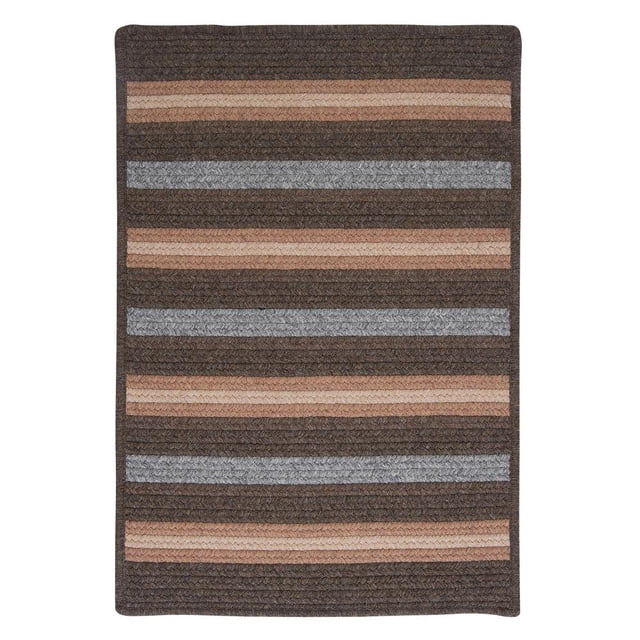 8' Brown and Gray Square Striped Braided Area Rug - Walmart Business ...