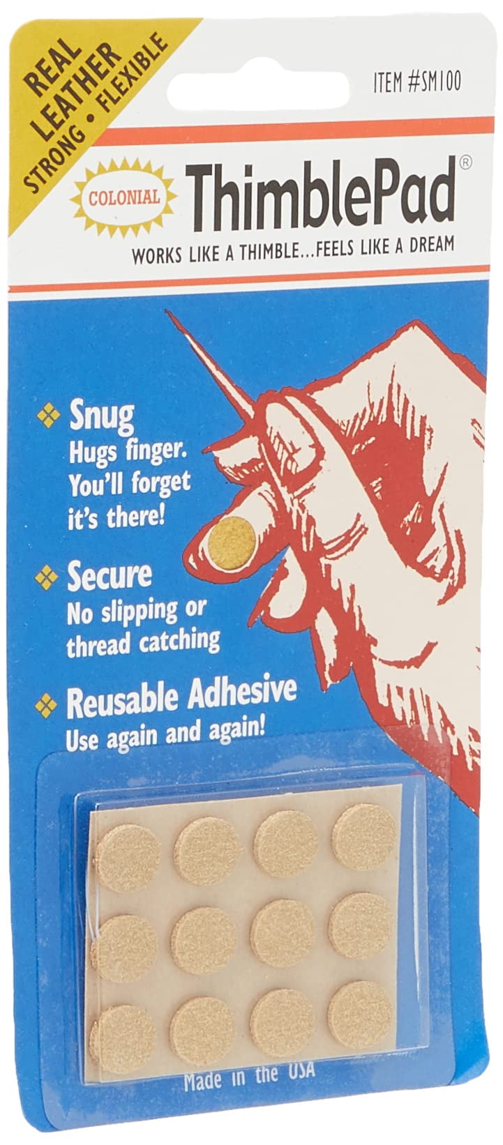 Colonial Needle Co Leather Thimble Pad 1 Sheet of 12 Pads C64 - Walmart.com