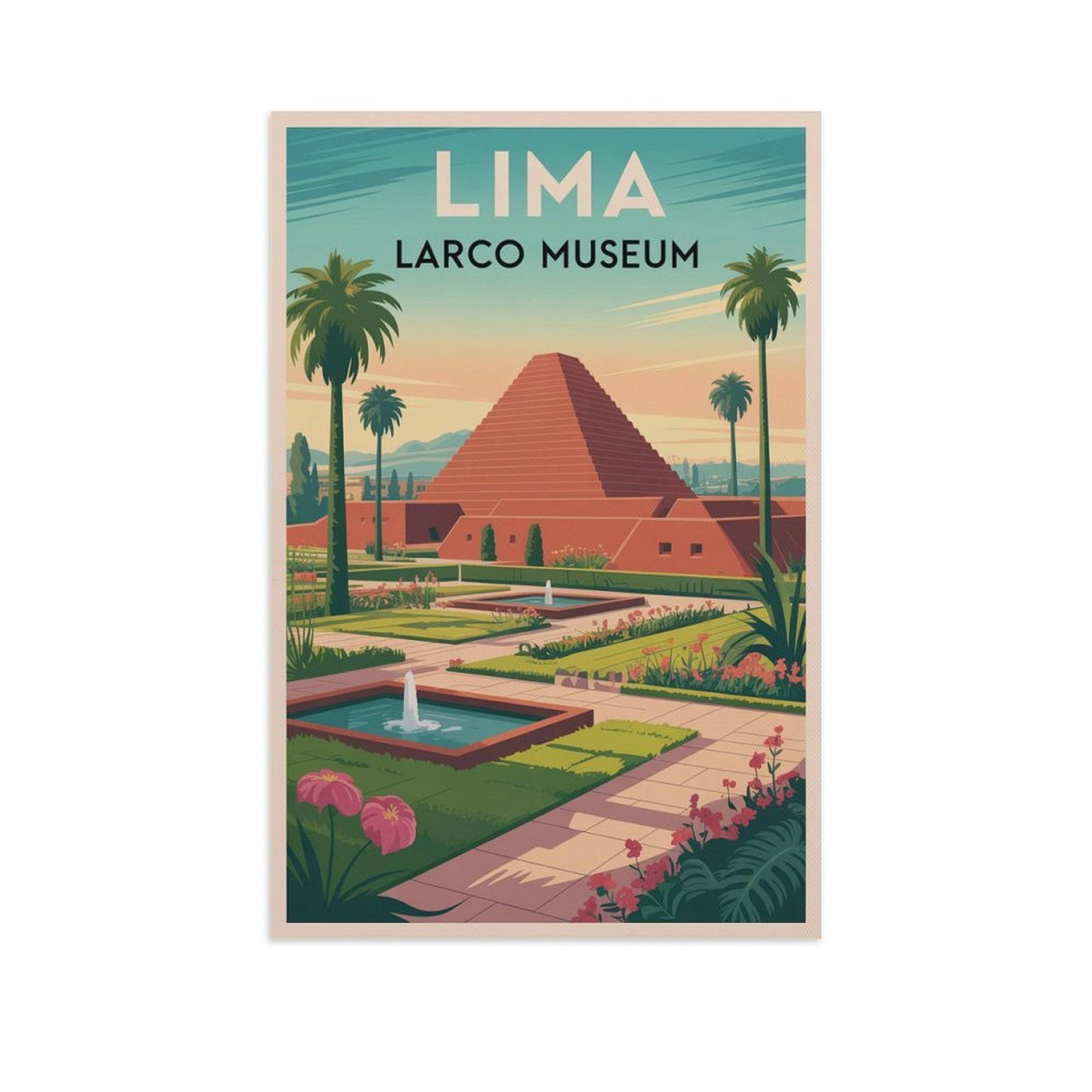 Colonial Style Wall Art Larco Museum Peru Retro Travel Poster Lima ...