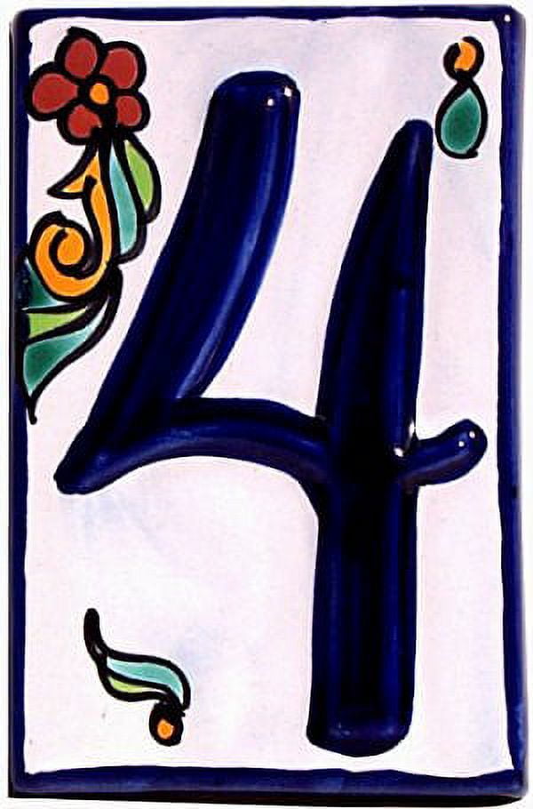 Colonial Talavera Ceramic House Number Four - Walmart.com