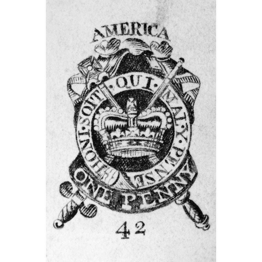 Colonial Tax Stamp. None Penny British Revenue Stamp Used In The ...