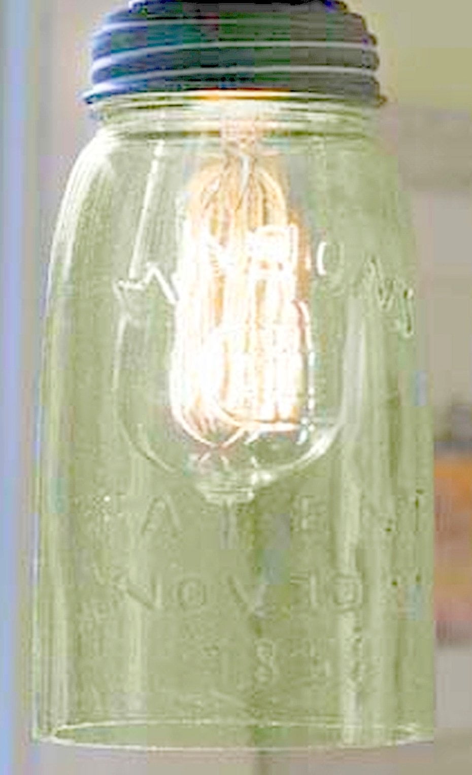 Colonial Tin Quart Open Bottom Mason Jar Pendant Lamp in Weathered ...