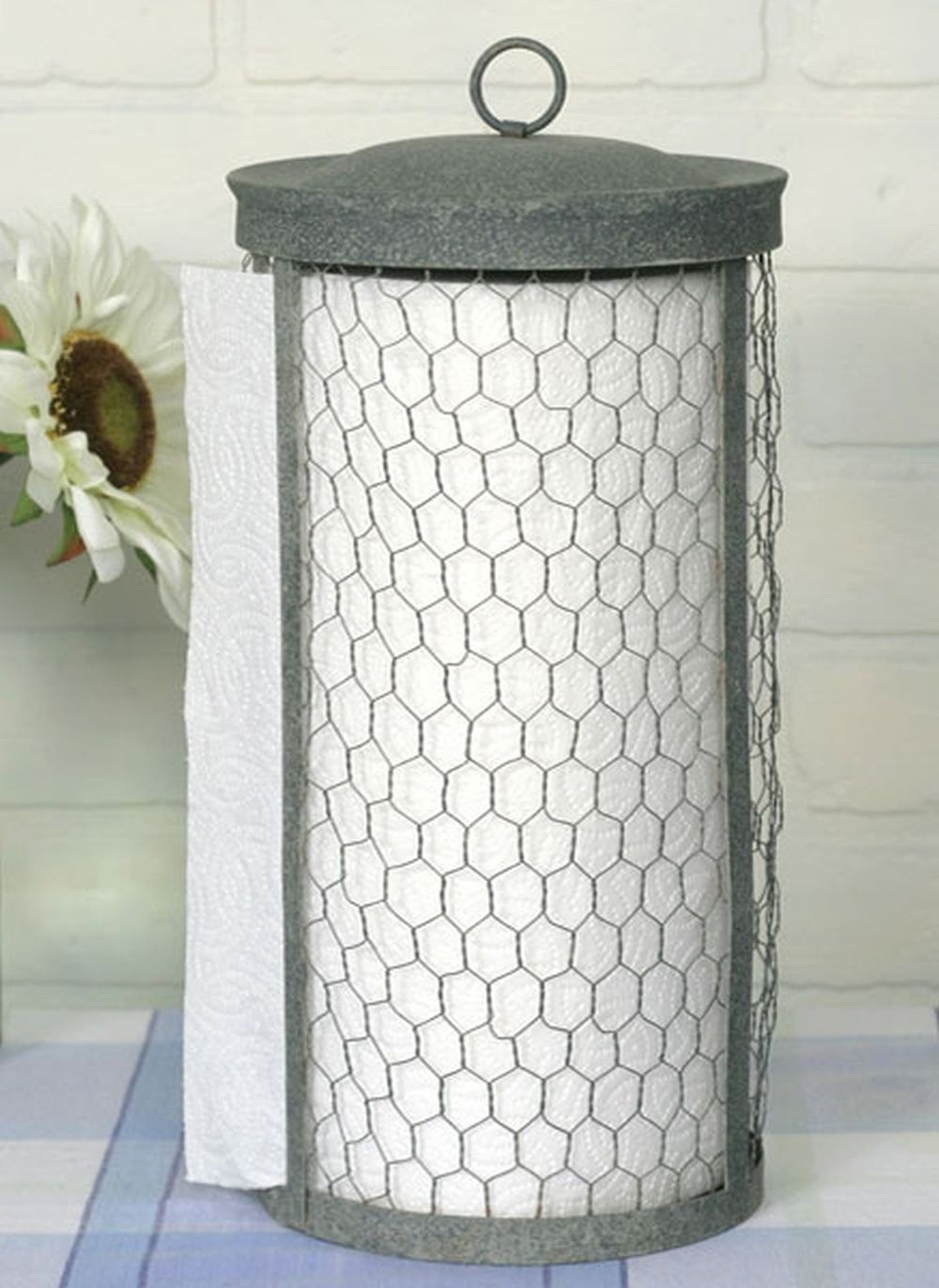 CTW Home Farmhouse Rustic Chicken Wire Paper Towel Holder Caddy Set ...