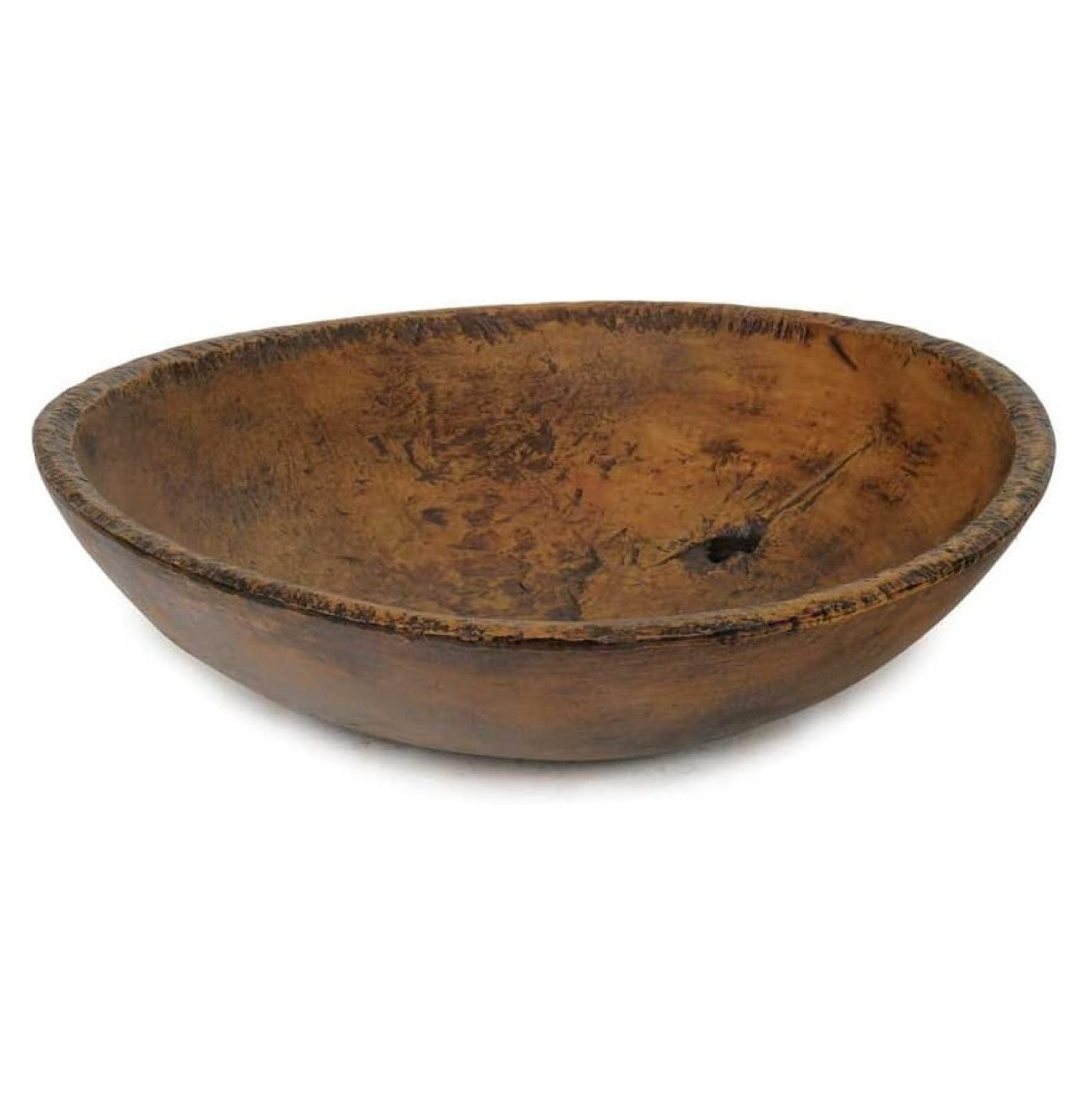 Colonial Tin Works Primitive Large Farmhouse Bowl with Hole, Brown ...