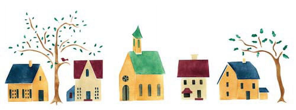 Colonial Village with Trees Wall Stencil SKU #656A by Designer Stencils ...