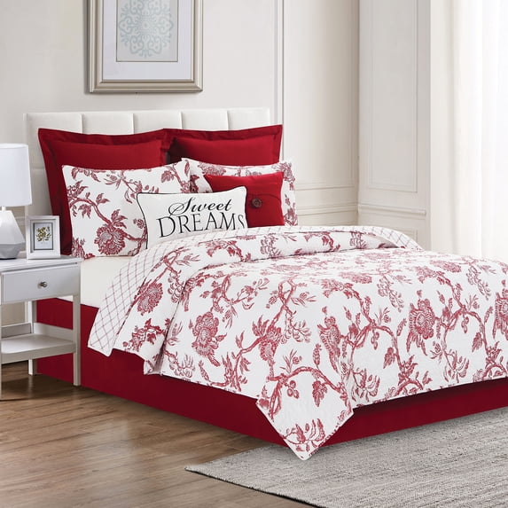 Colonial Williamsburg Arcadia Red King Quilt Set - Walmart.com