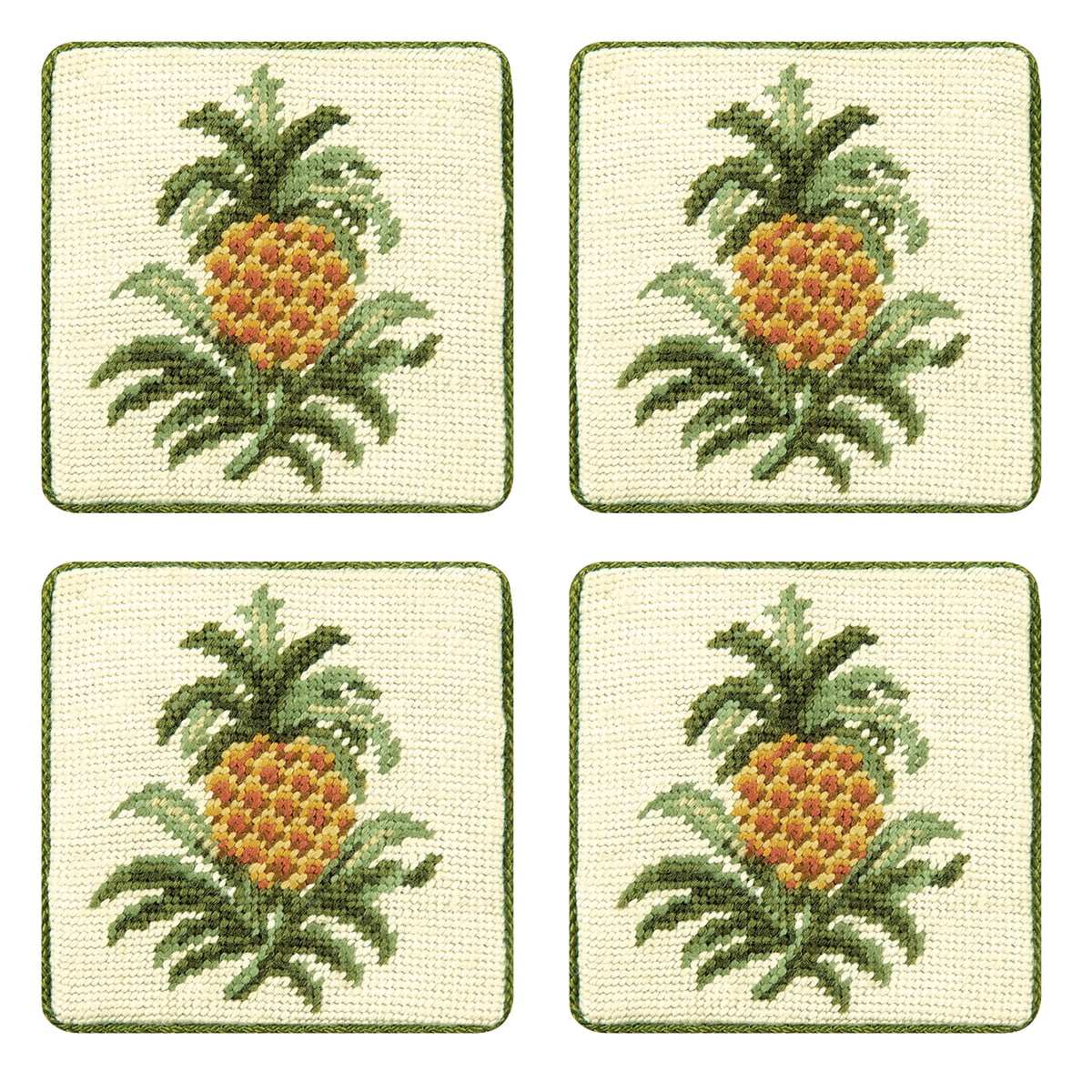 Colonial Williamsburg Pineapple Coaster Petit Point Coaster Set/4 ...