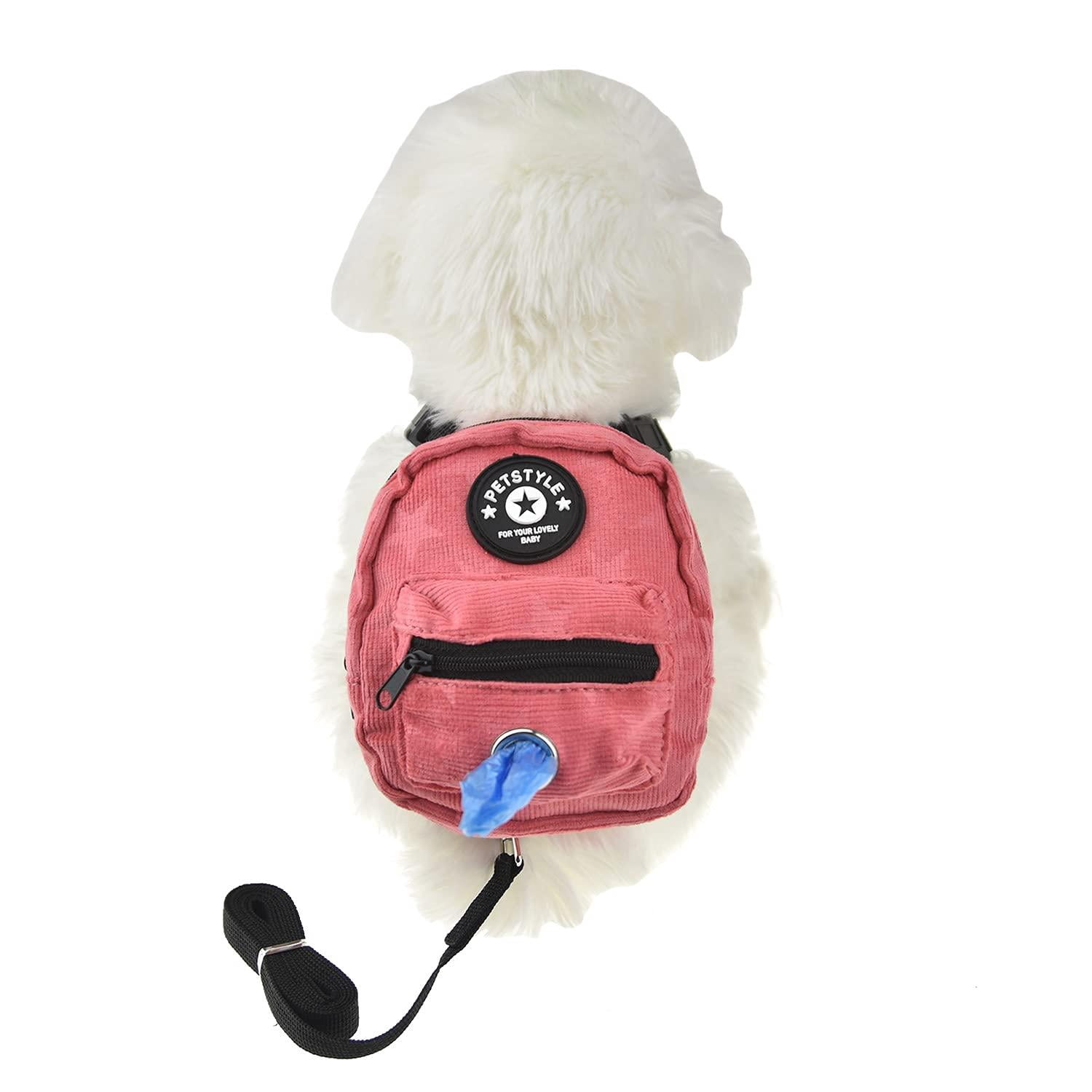 Coloody Dog Backpack Harness with Leash, Dog Poop Bag Dispenser, Pet ...